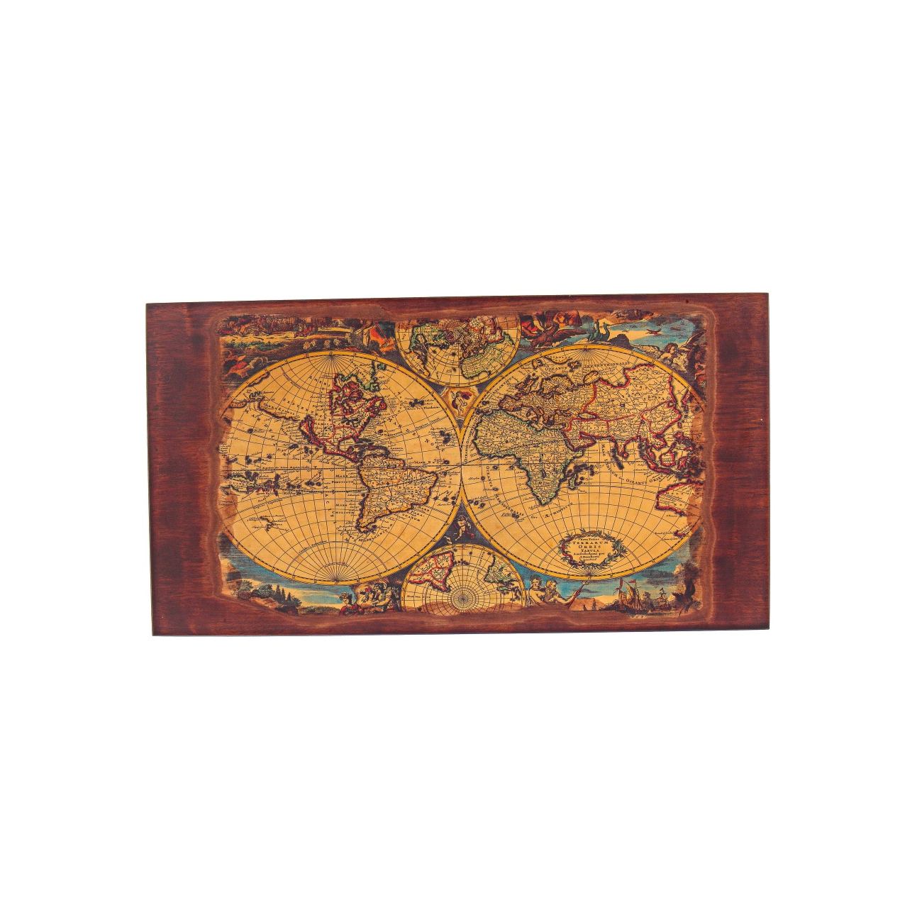 Backgammon Game Set - Wooden Handmade - "World Atlas" - Small