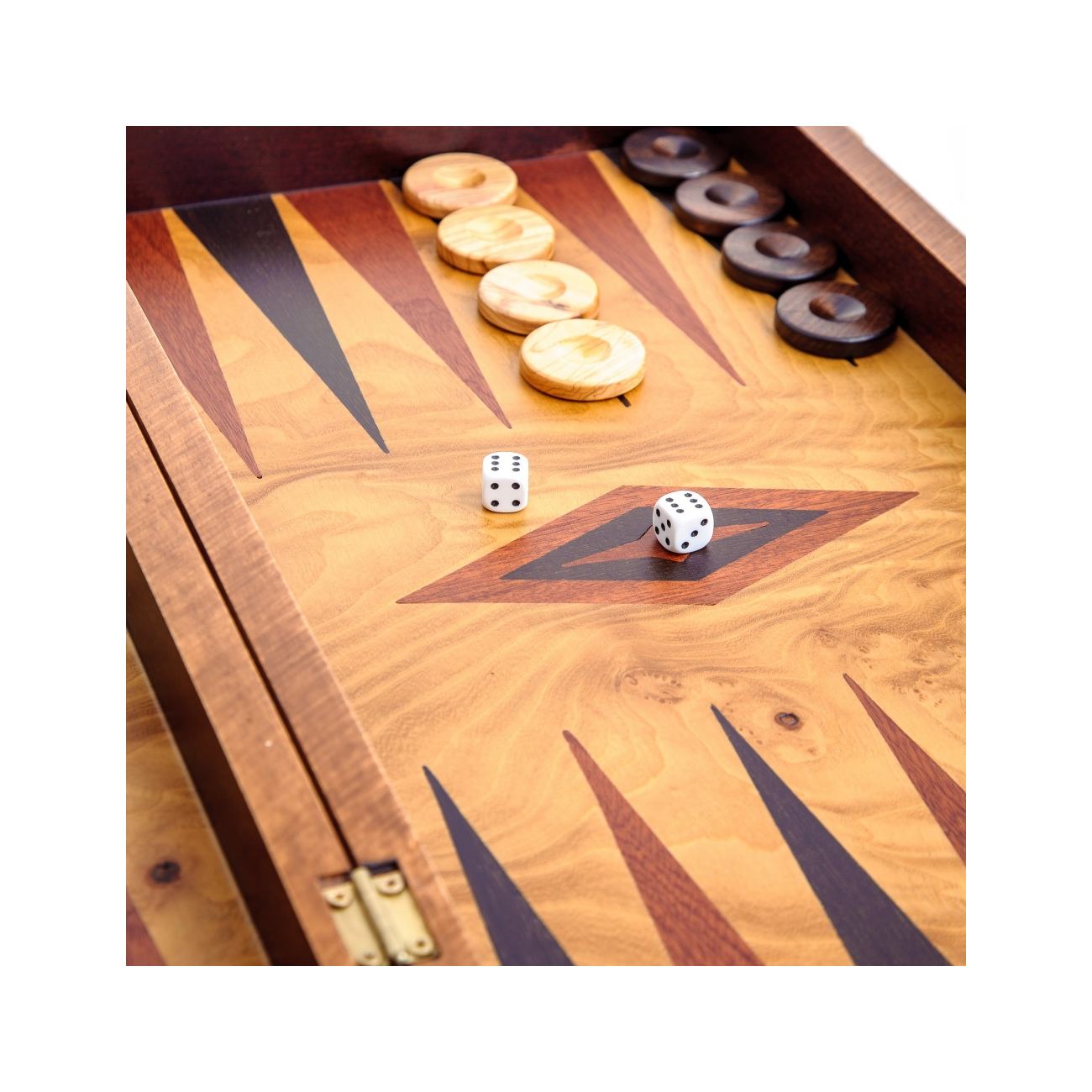 Olive Wood Backgammon Handmade Game Set - Large Size, without Slots