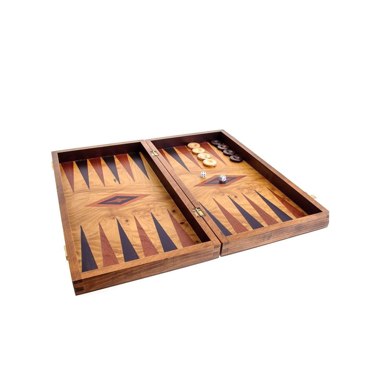 Olive Wood Backgammon Handmade Game Set - Small Size, without Slots