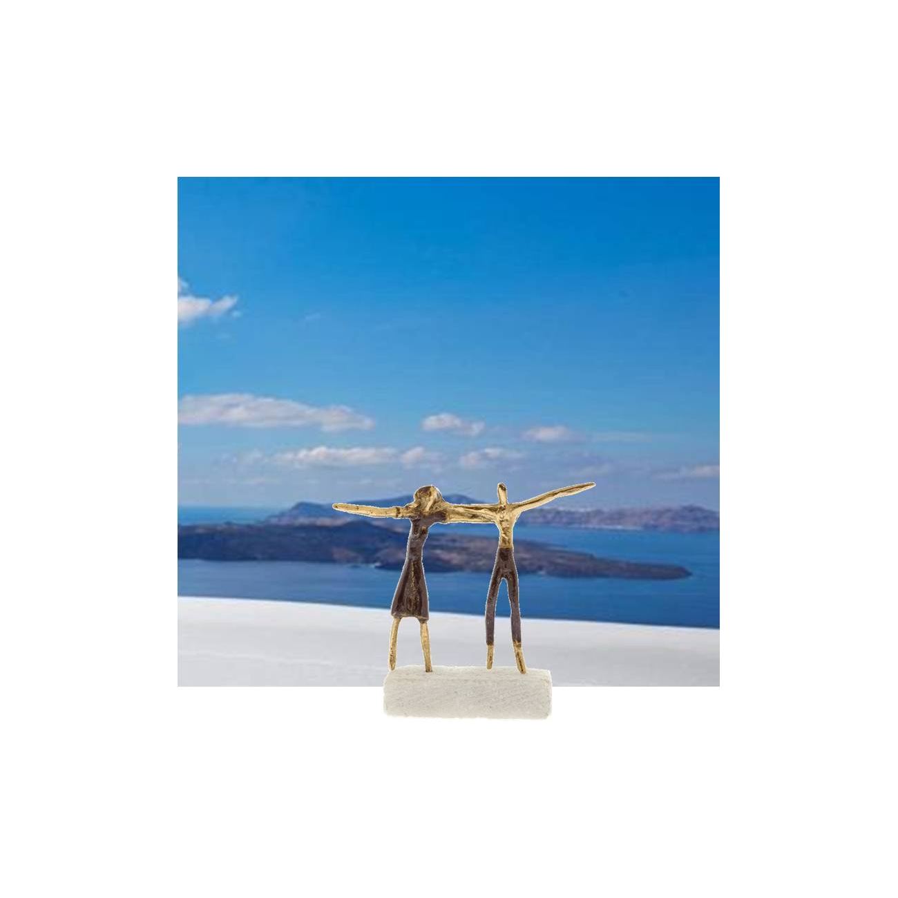 "Two Greek Sirtaki Dancers" Metal Sculpture - Handmade Bronze on Marble ...