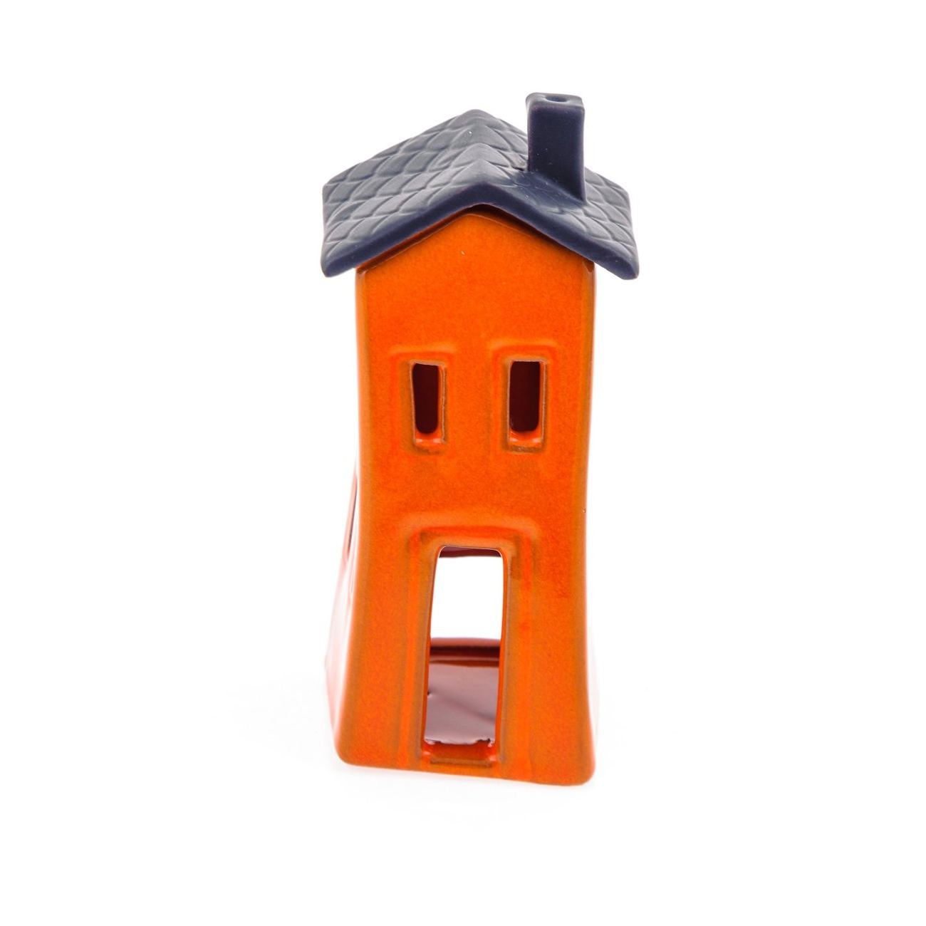 Orange Candle Lantern, House Design - Modern Handmade Ceramic - Small