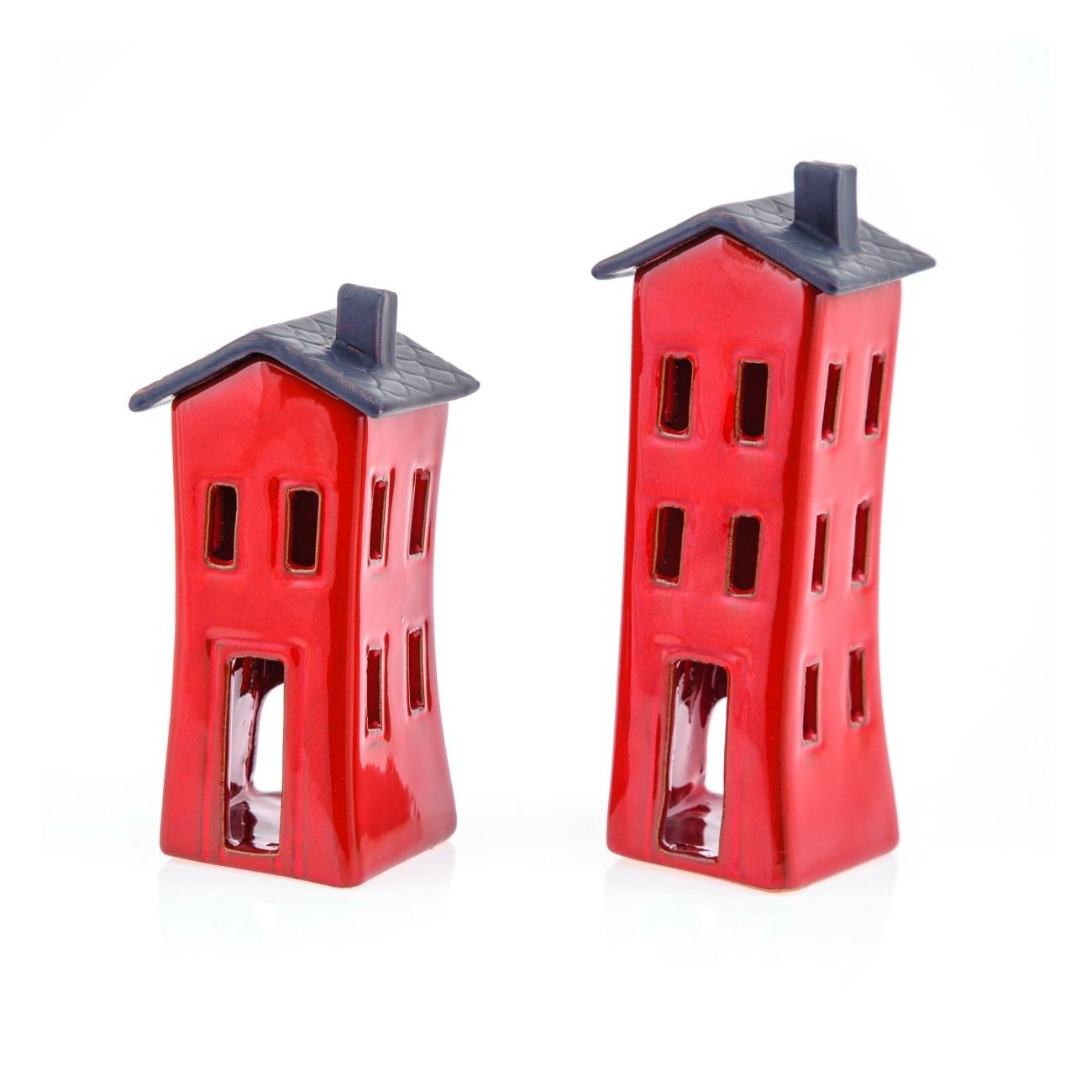 Red Candle Lanterns Set, House Design - Modern Handmade Ceramic, Large ...