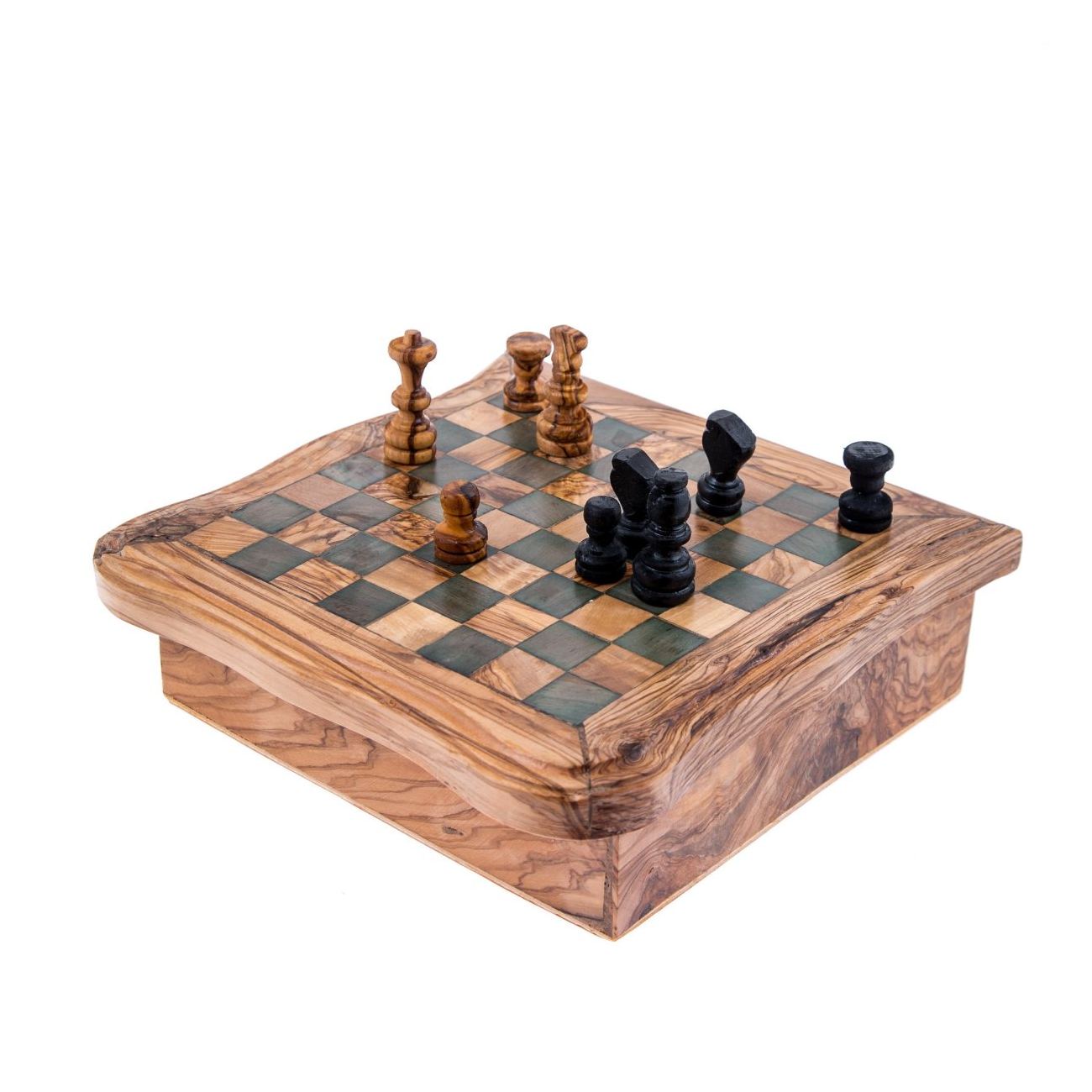 Olive Wood Set of 4 Board Games - Handmade Dominoes, Chess, Solitaire ...
