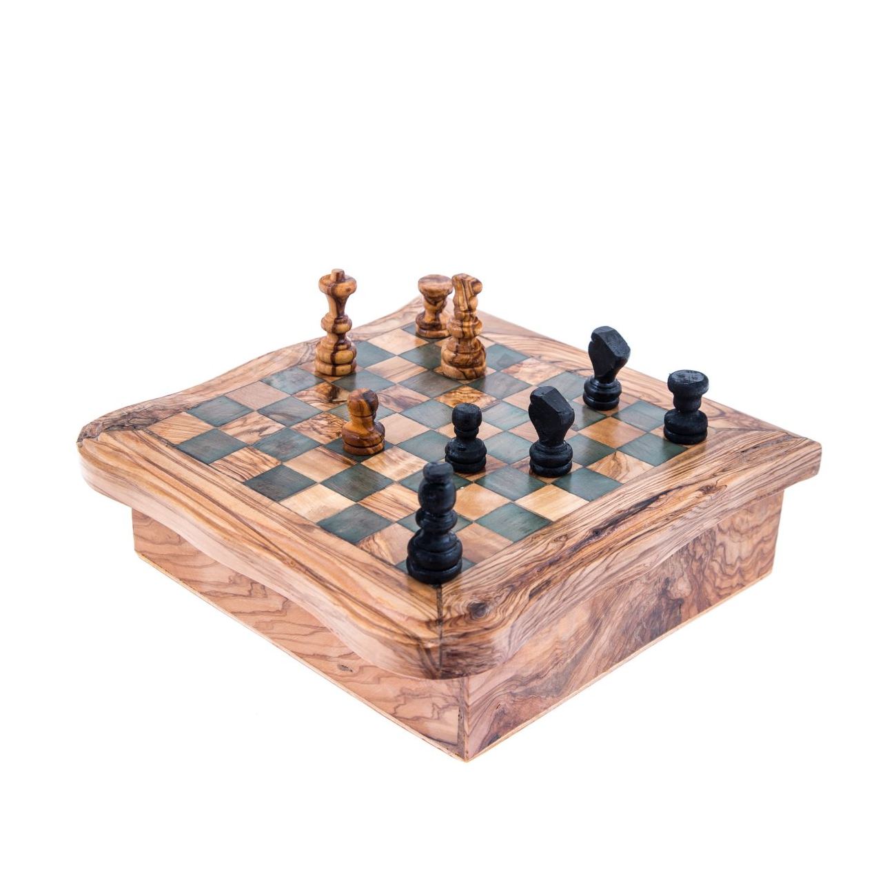 Olive Wood Set of 4 Board Games - Handmade Dominoes, Chess, Solitaire ...