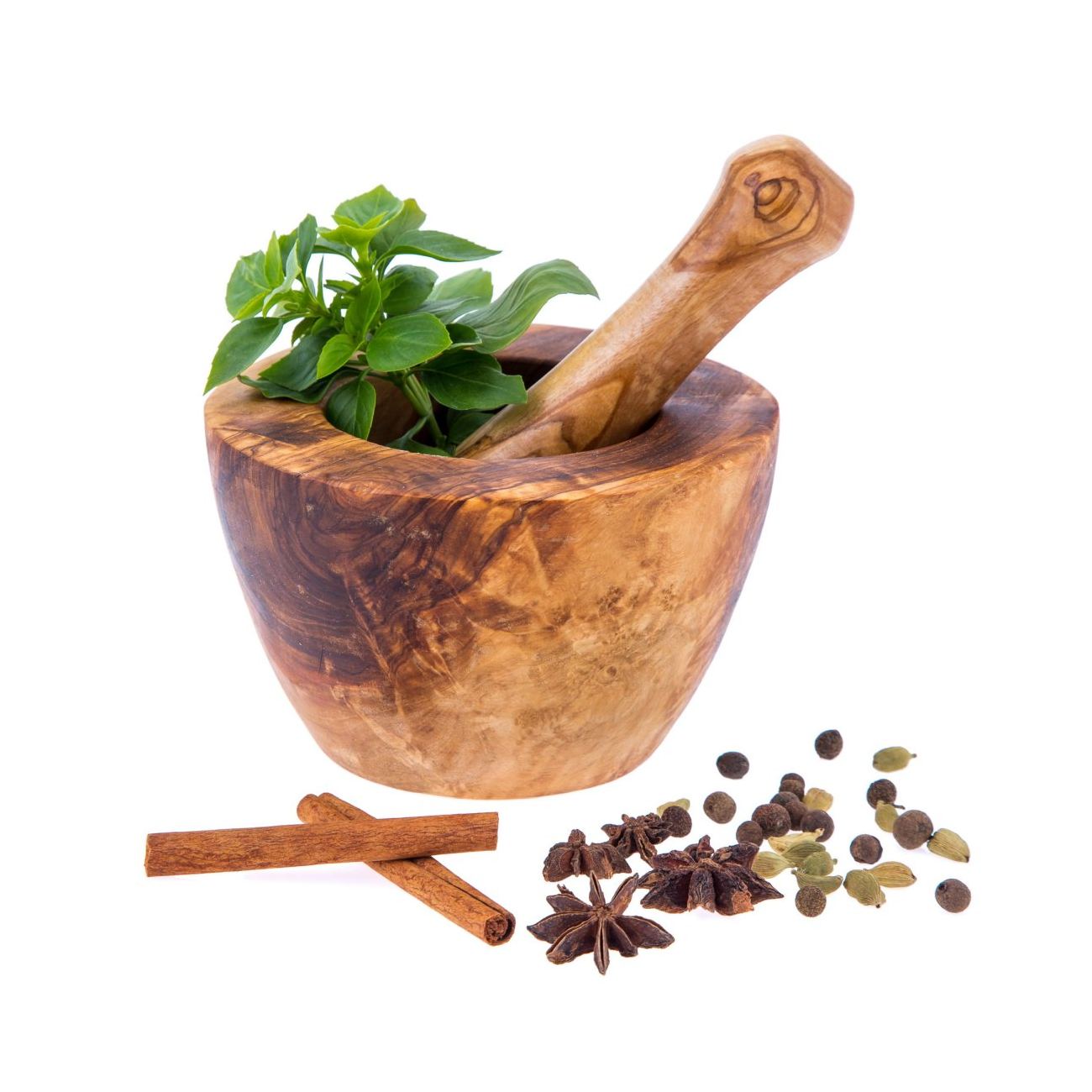 Olive Wood Mortar and Pestle or Crusher - Handmade Kitchen Tool - Classic Style - 5.5" (14cm)