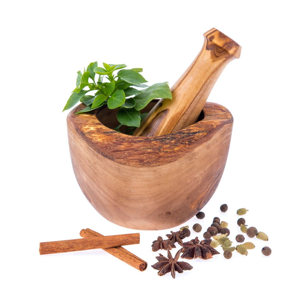 Olive Wood Mortar and Pestle or Crusher - Handmade Kitchen Tool - Rustic Style - 5.5" (14cm)