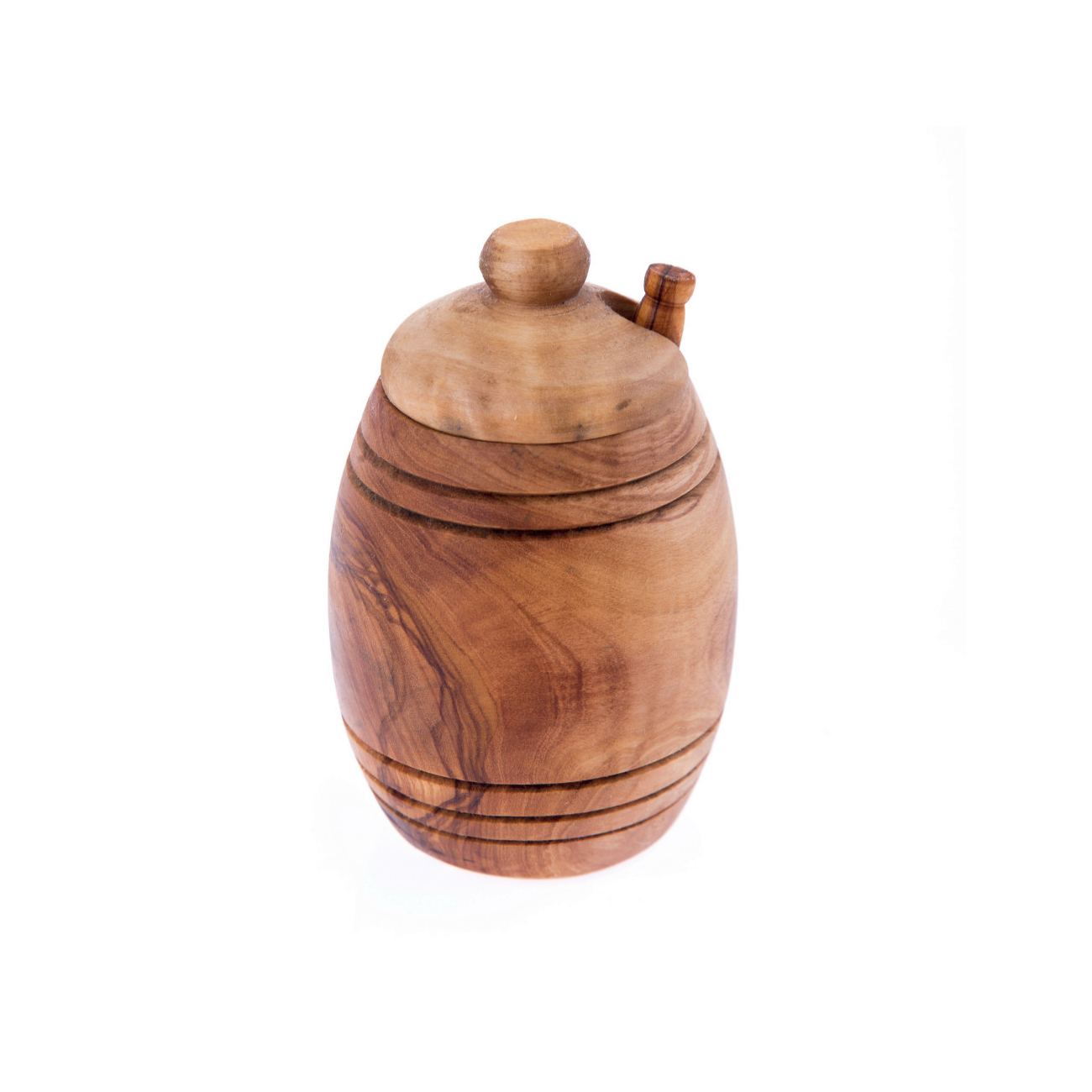 Olive Wood Honey Pot & Honey Dipper - Handmade Kitchen Accessory