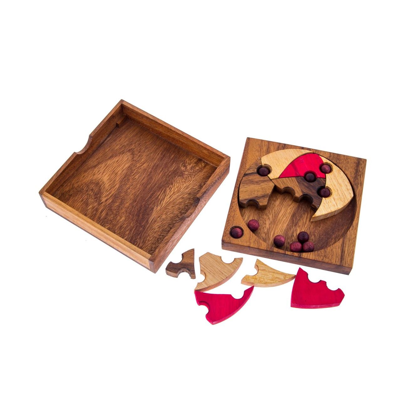 "Fit All in the Box" Brain Teaser Game - Handmade Wooden Mind Puzzle