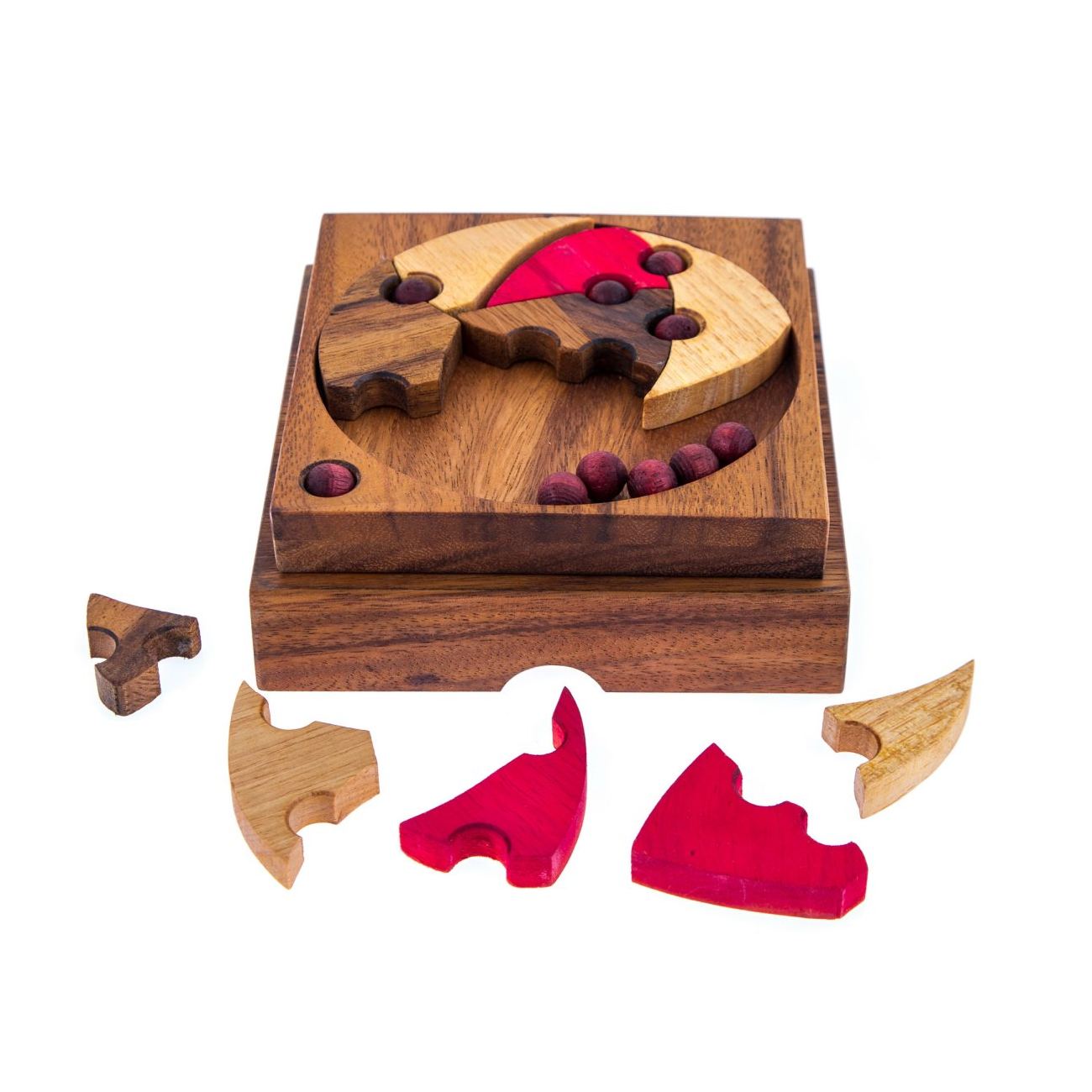 Fit All In The Box Brain Teaser Game Handmade Wooden Mind Puzzle