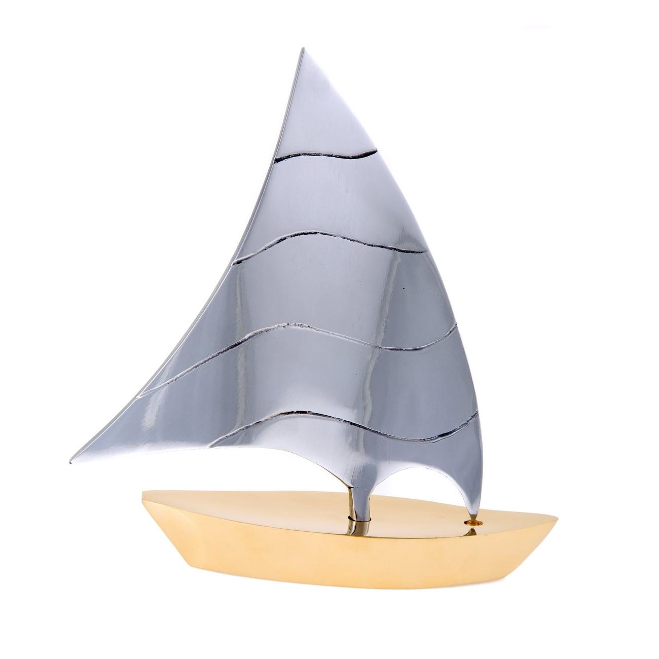 Elegant Metal Sailboat Handmade, Silver Striped Decor Nautical Ornament ...