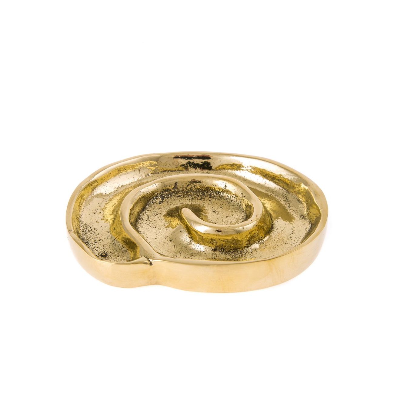 Ashtray - Handmade Solid Bronze - Spiral Design - Gold