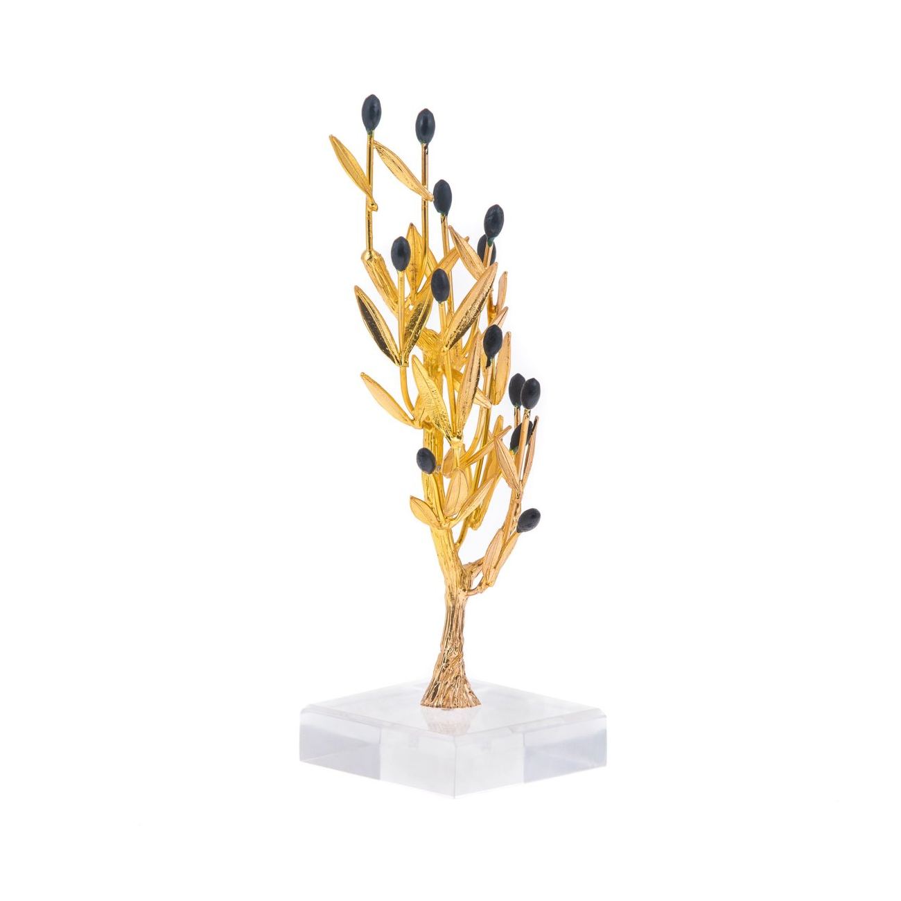 Decorative Olive Tree with Golden Patina & Black Olives, Handmade on ...