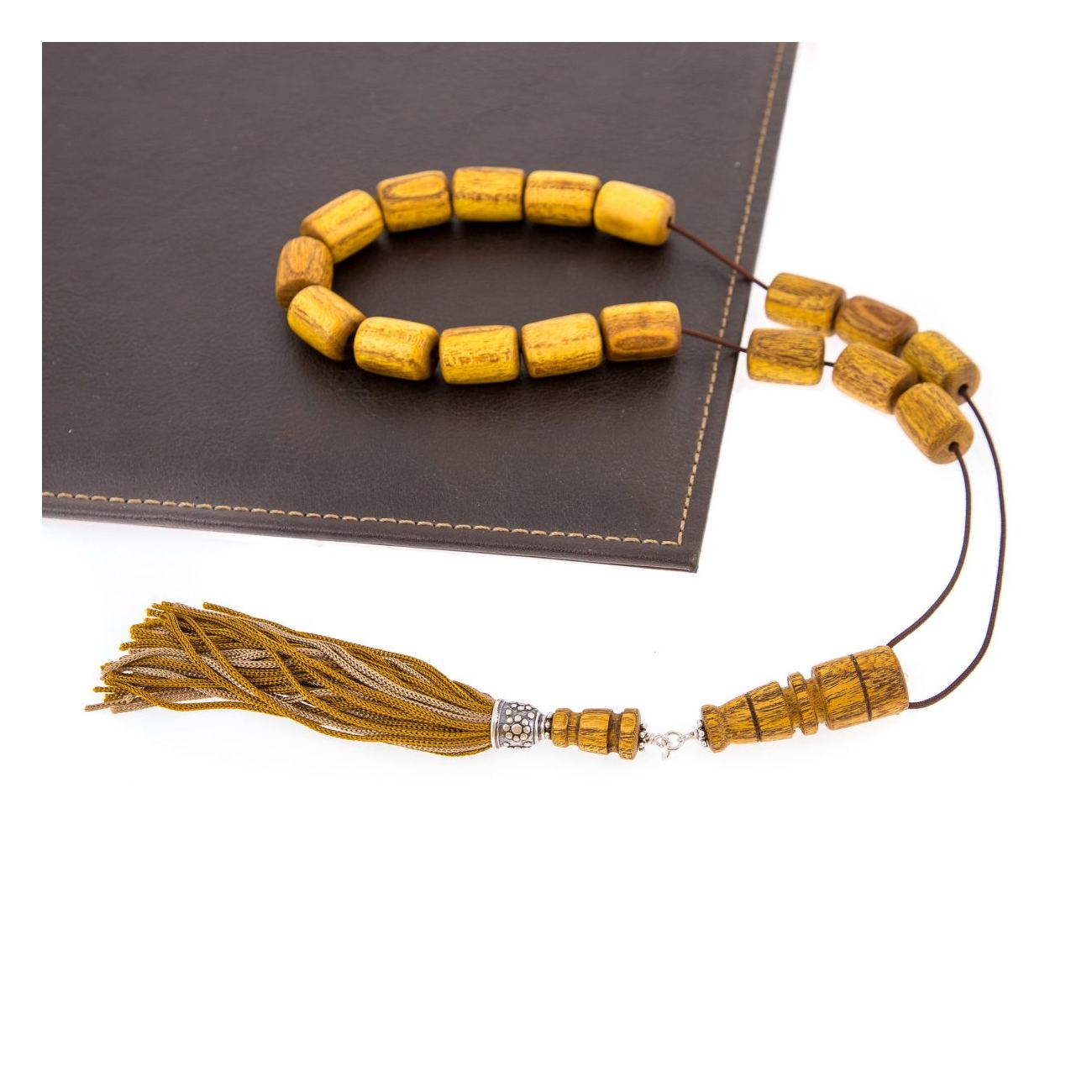 Greek Worry Beads or Komboloi - Handmade, Mulberry Wood Beads with 925 ...