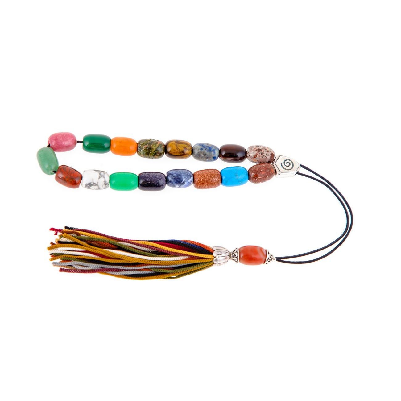 Greek Worry Beads or Komboloi - Handmade, Multi color Beads with Alpaca ...