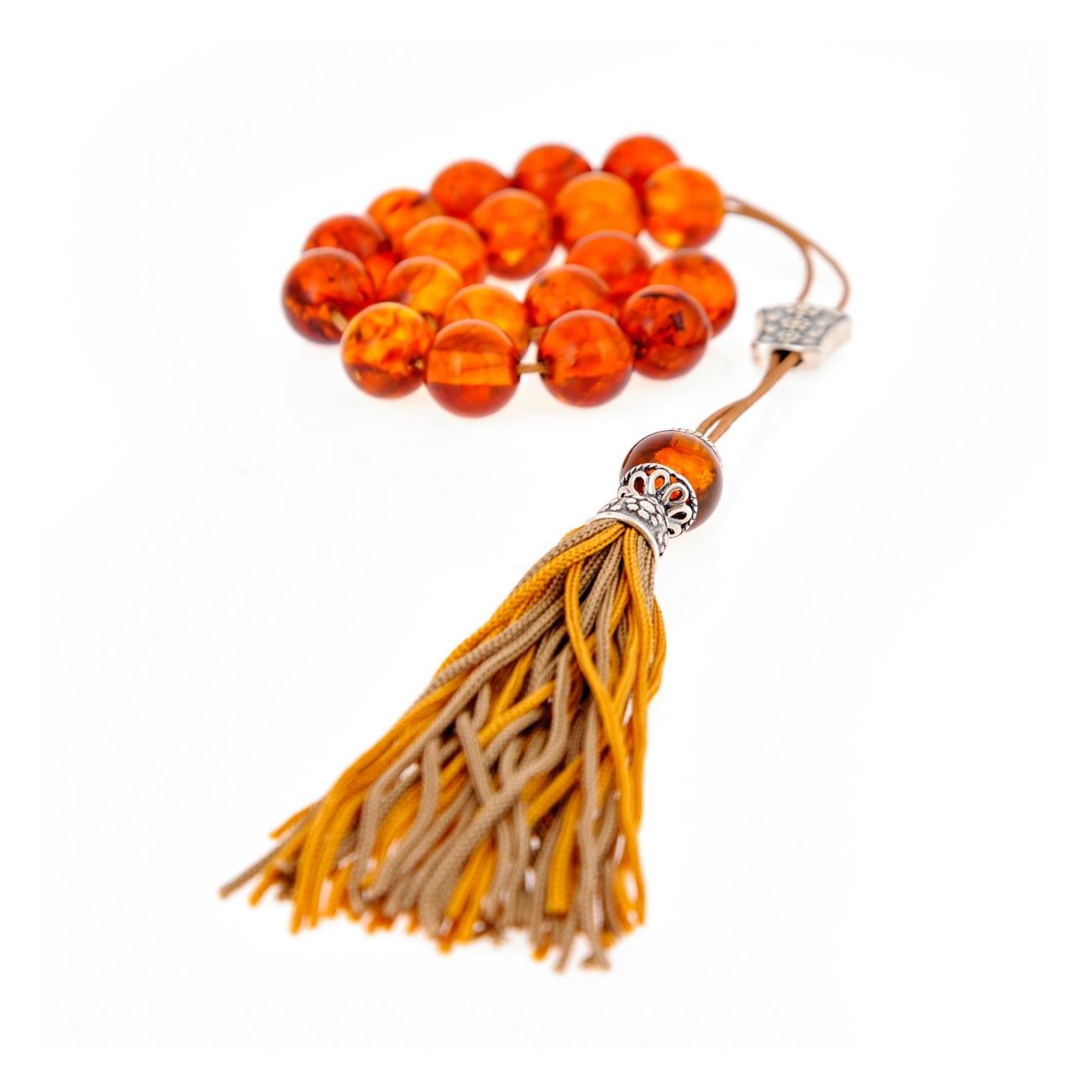 Greek Worry Beads or Komboloi - Handmade, Orange Amber Gemstone Beads ...
