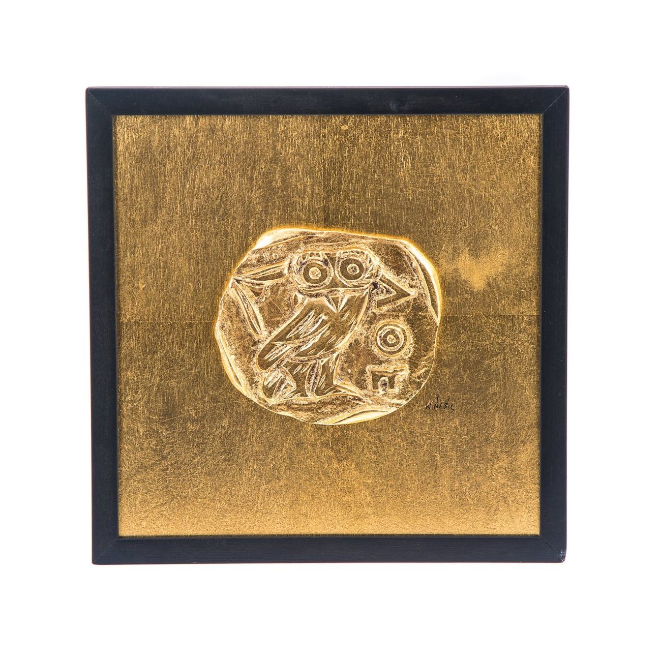 Athenian Owl Coin Design - Gold Patinated - Handmade Wall or Table ...