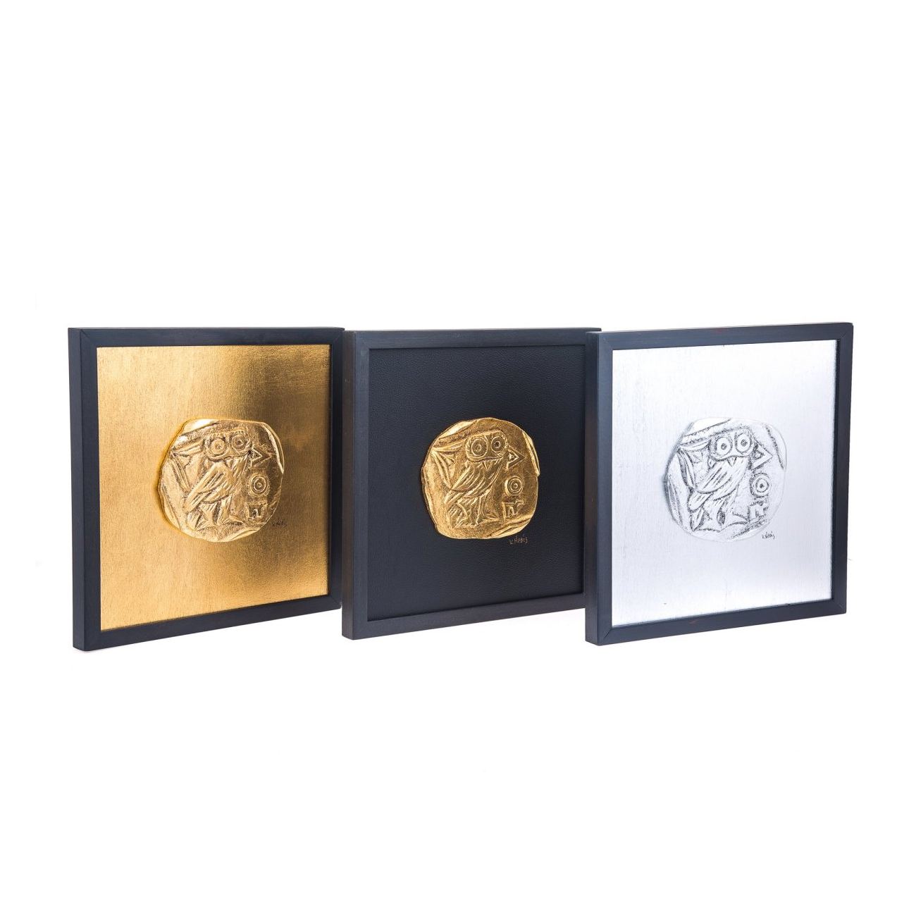 Athenian Owl Coin Design Set of 3 - Handmade Wall or Table Ornaments ...