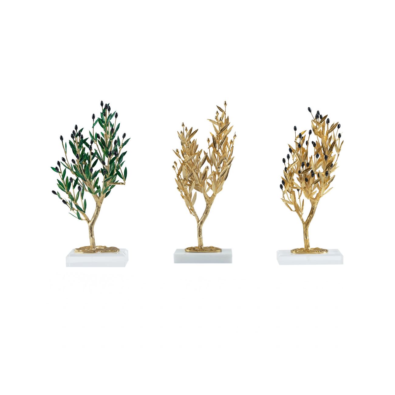 Decorative Olive Tree with Golden Patina & Black Olives, Handmade on ...