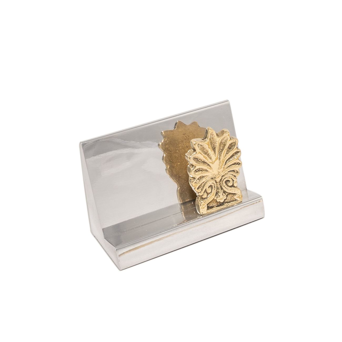 Business Card Holder - Handmade Solid Metal Desk Accessory - Silver ...