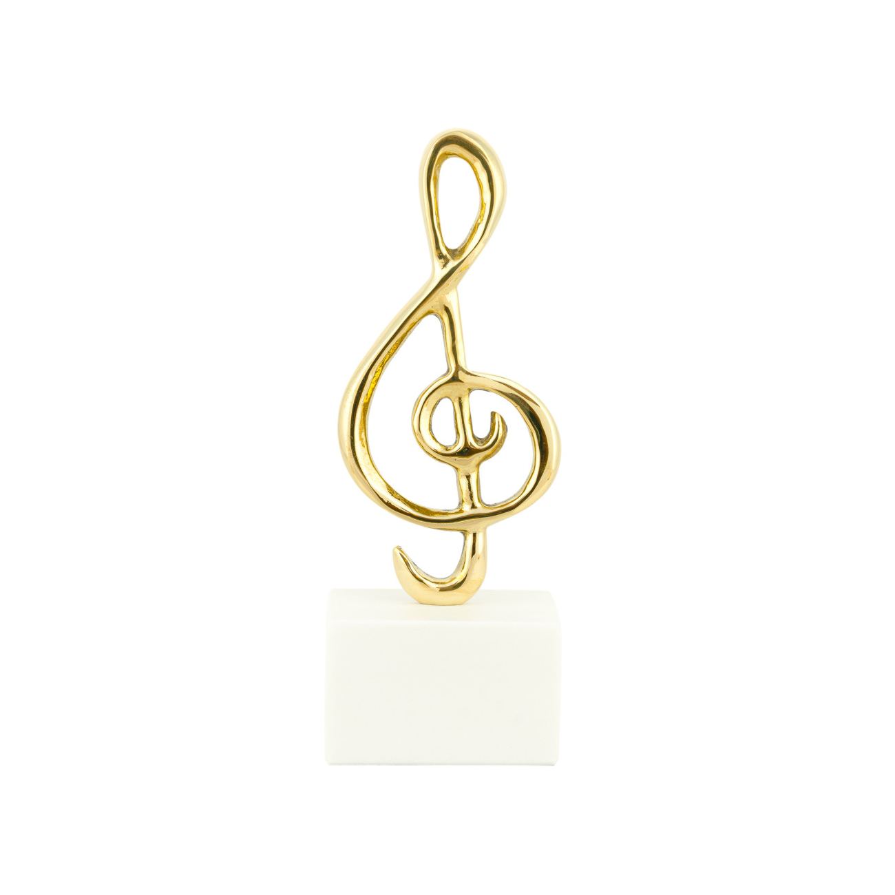 Music Key Note Symbol, Table Sculpture, Solid Brass on White Marble ...