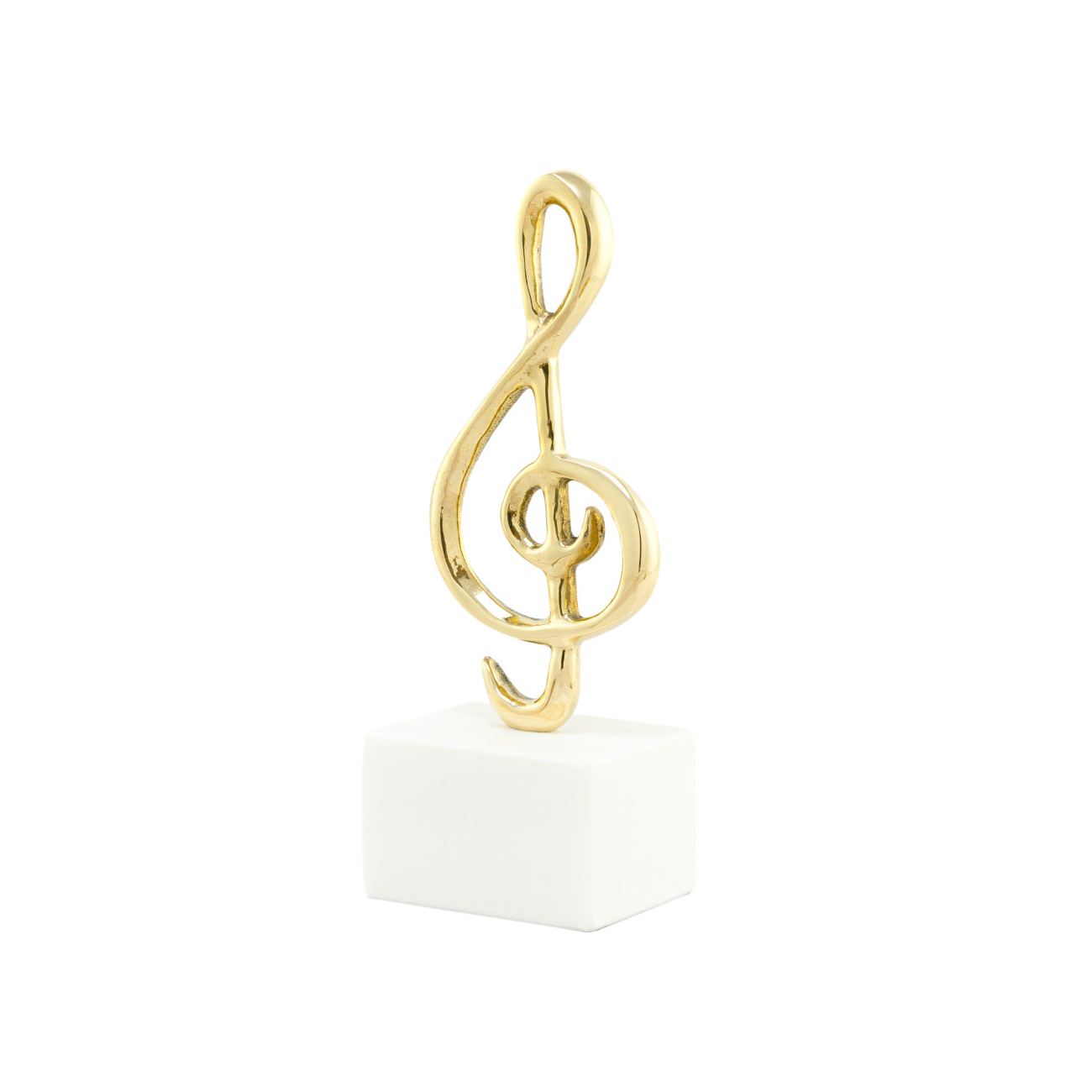 Music Key Note Symbol, Table Sculpture, Solid Brass on White Marble ...