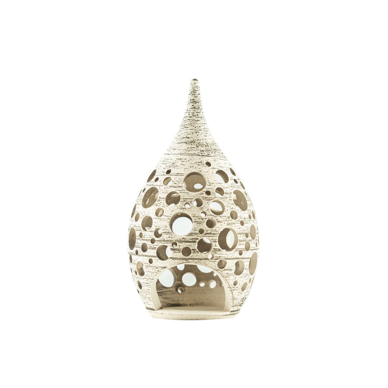 Set of 2 Modern Ceramic Tealight Candle Lanterns, Beige Color, Large ...