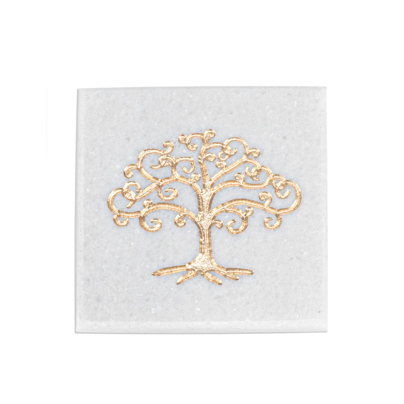 White Marble, Handmade Drink Serving Coasters Set of 6, Engraved Golden ...