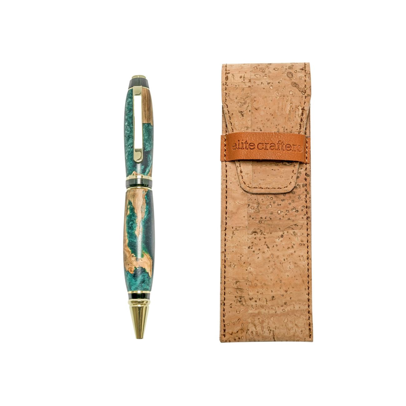Ballpoint Pen, Handmade of Olive Wood & Green Color Epoxy Resin, Zeus ...