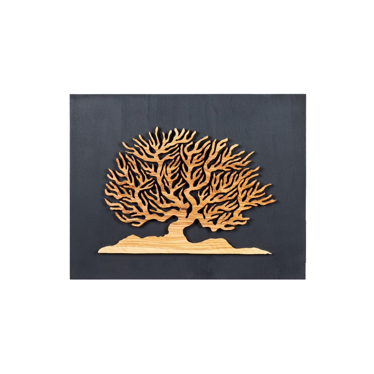 Tree of Life, Handmade of Olive Wood, Modern Wall Art Decor, Black ...