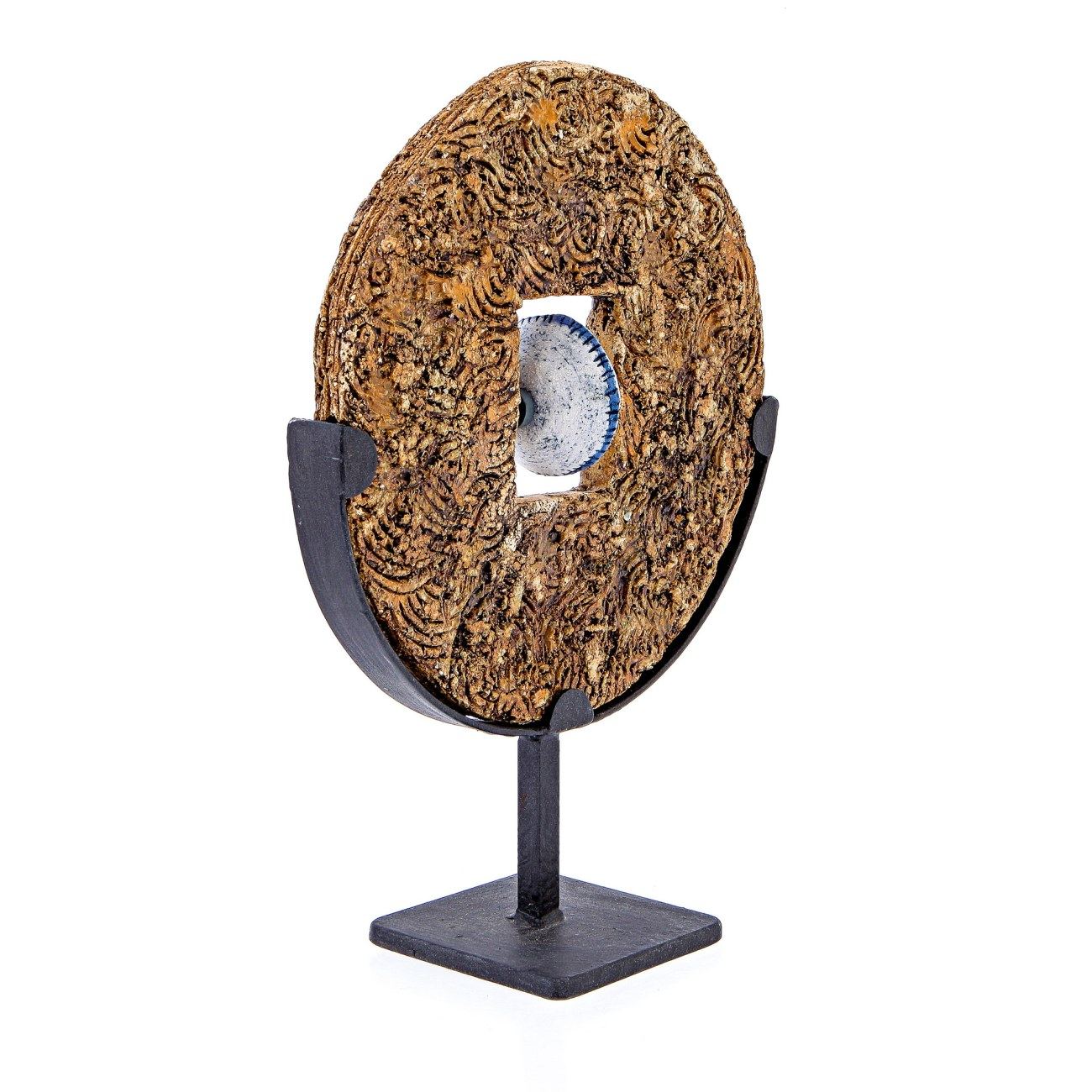 Decorative Disk Sculpture - Handmade Ceramic & Metal With Porcelain ...