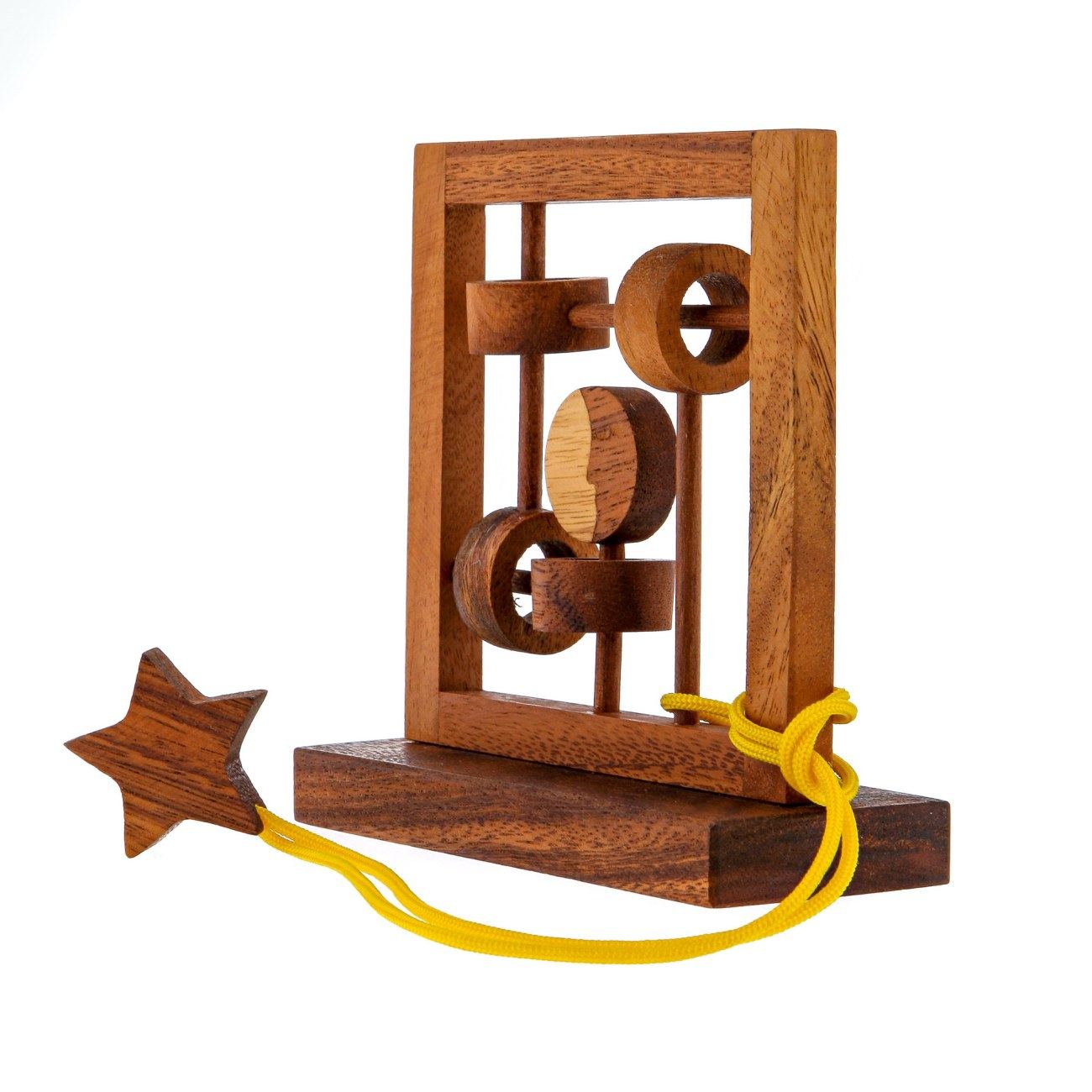 Moon And Star Brain Teaser Game Handmade Wooden Mind Puzzle