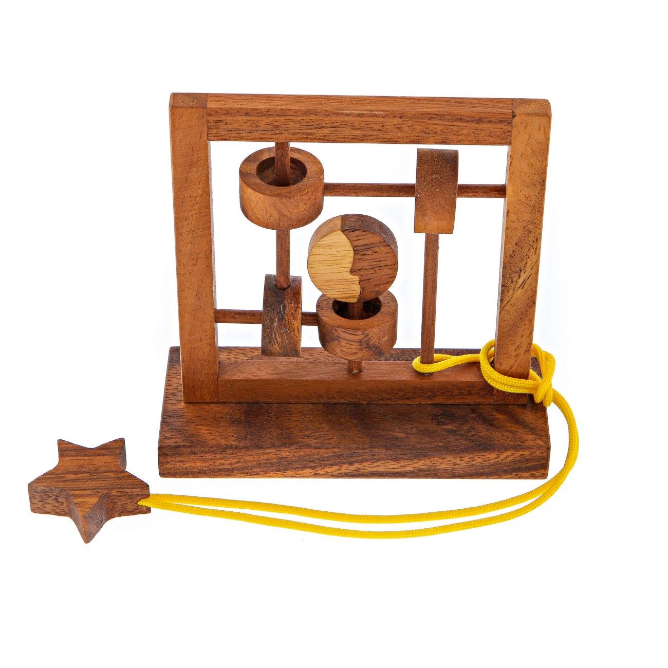 Moon And Star Brain Teaser Game Handmade Wooden Mind Puzzle