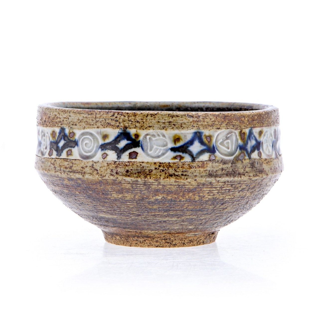Decorative Bowl - Handmade Ceramic Table top Decor - Beige & Blue