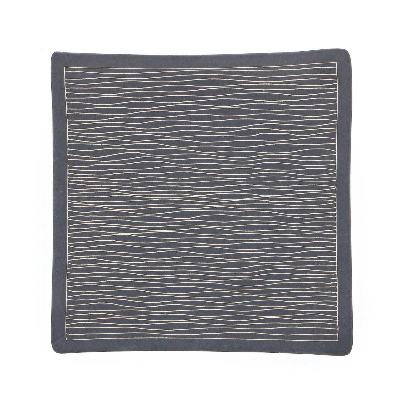 Decorative Platter Square & Curvy - Handmade Ceramic - Large Grey 10.6 ...