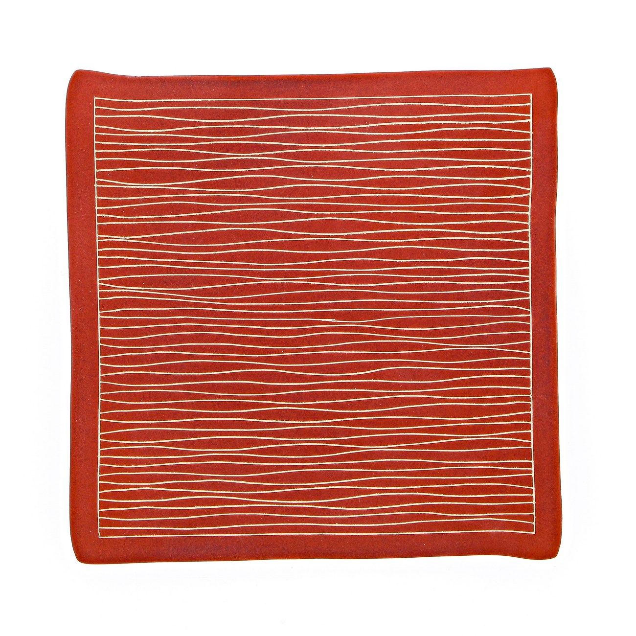 Decorative Platter, Square & Curvy - Handmade Ceramic - Small Red 8.2 ...