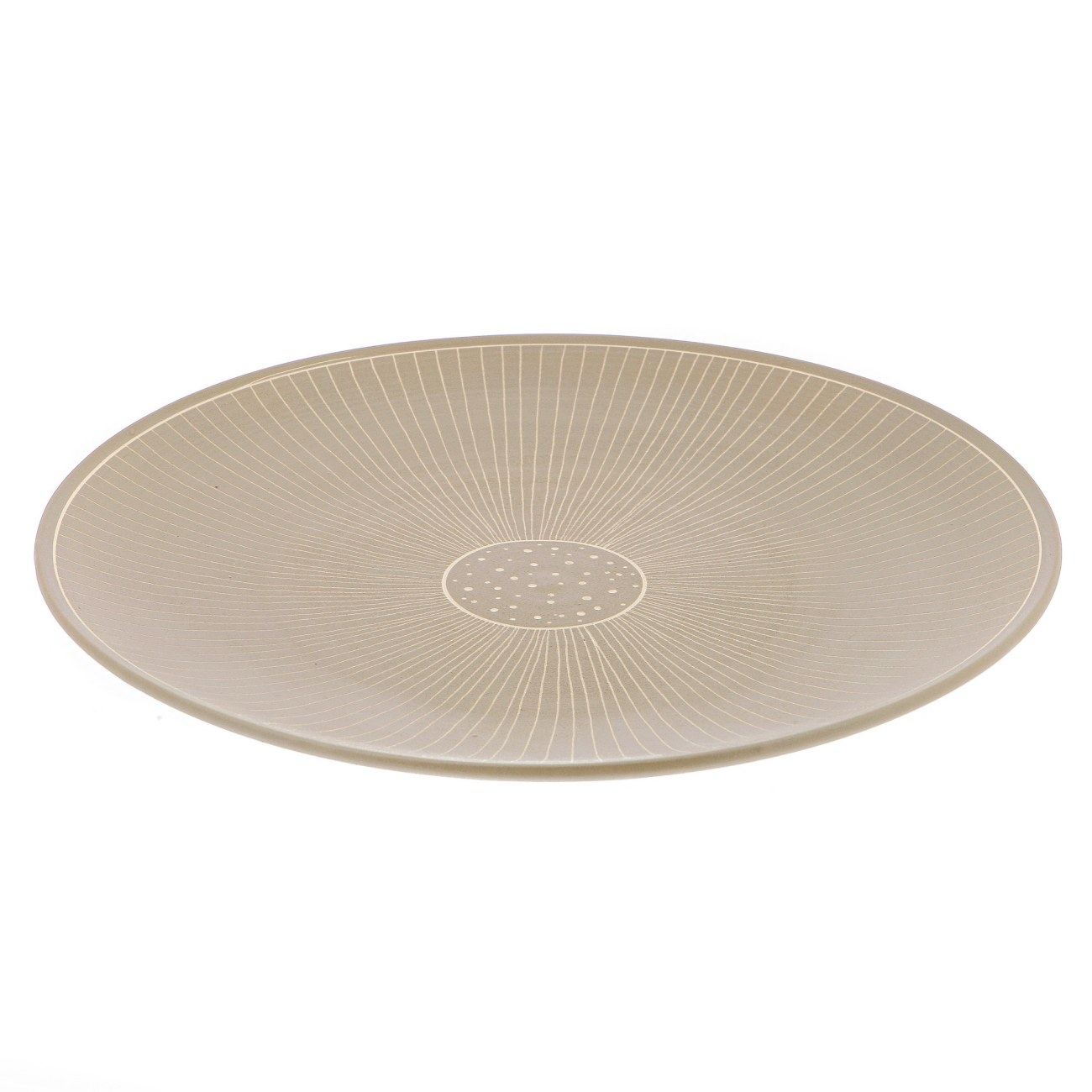 Decorative Round Platter - Large Handmade Ceramic - Modern Beige - 13.7 ...