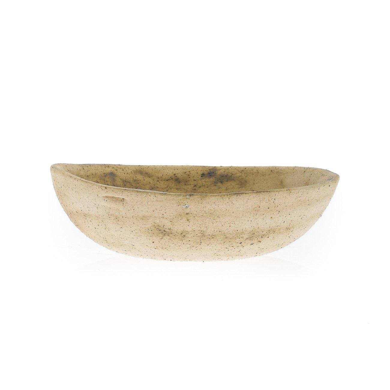 Bowl - Handmade Beige Ceramic & Blue Glass - Casual Style - Small 7 Bowl - Handmade Beige Ceramic & Blue Glass - Casual Style - Small 7