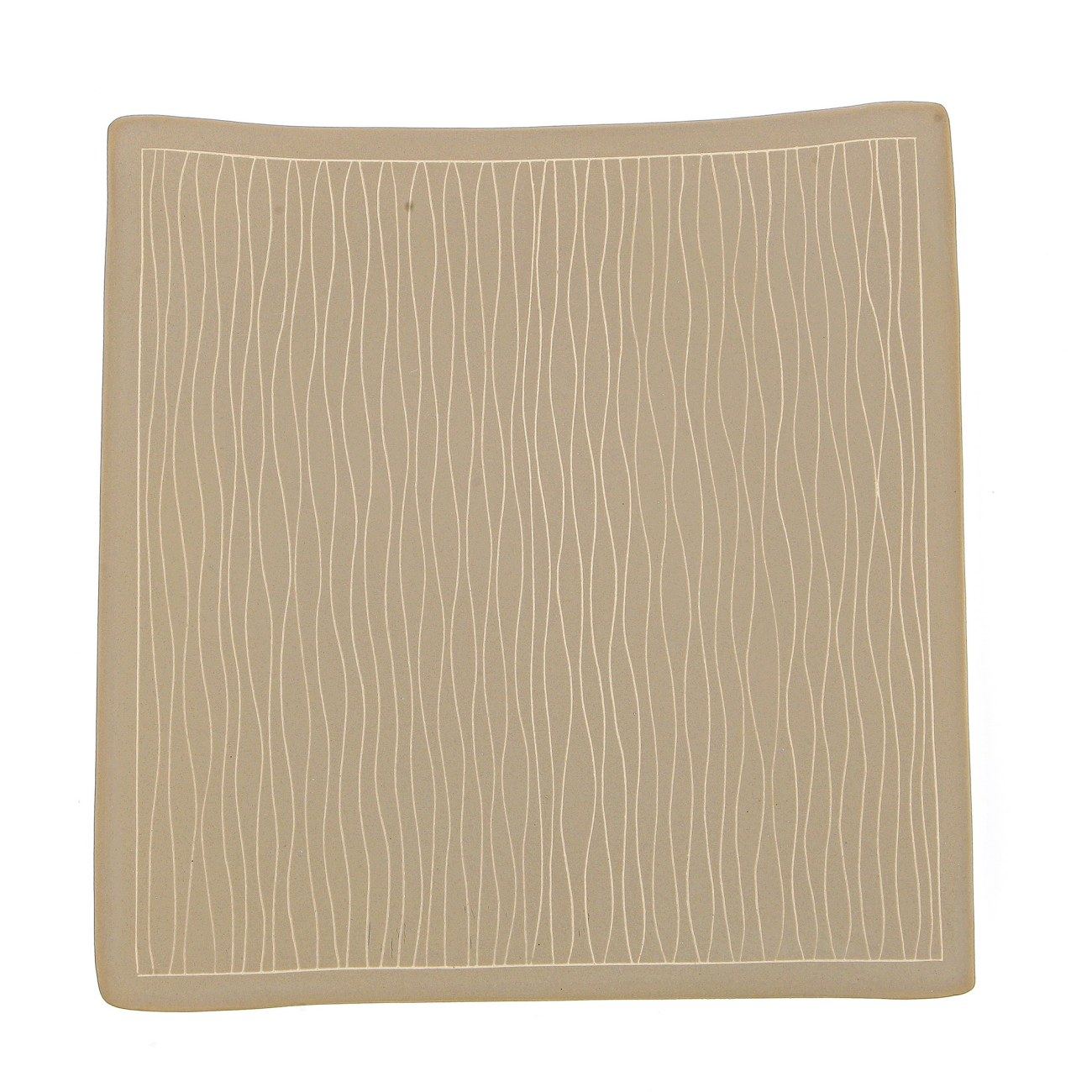 Decorative Platter, Square & Curvy - Handmade Ceramic - Small Beige 8.2 ...