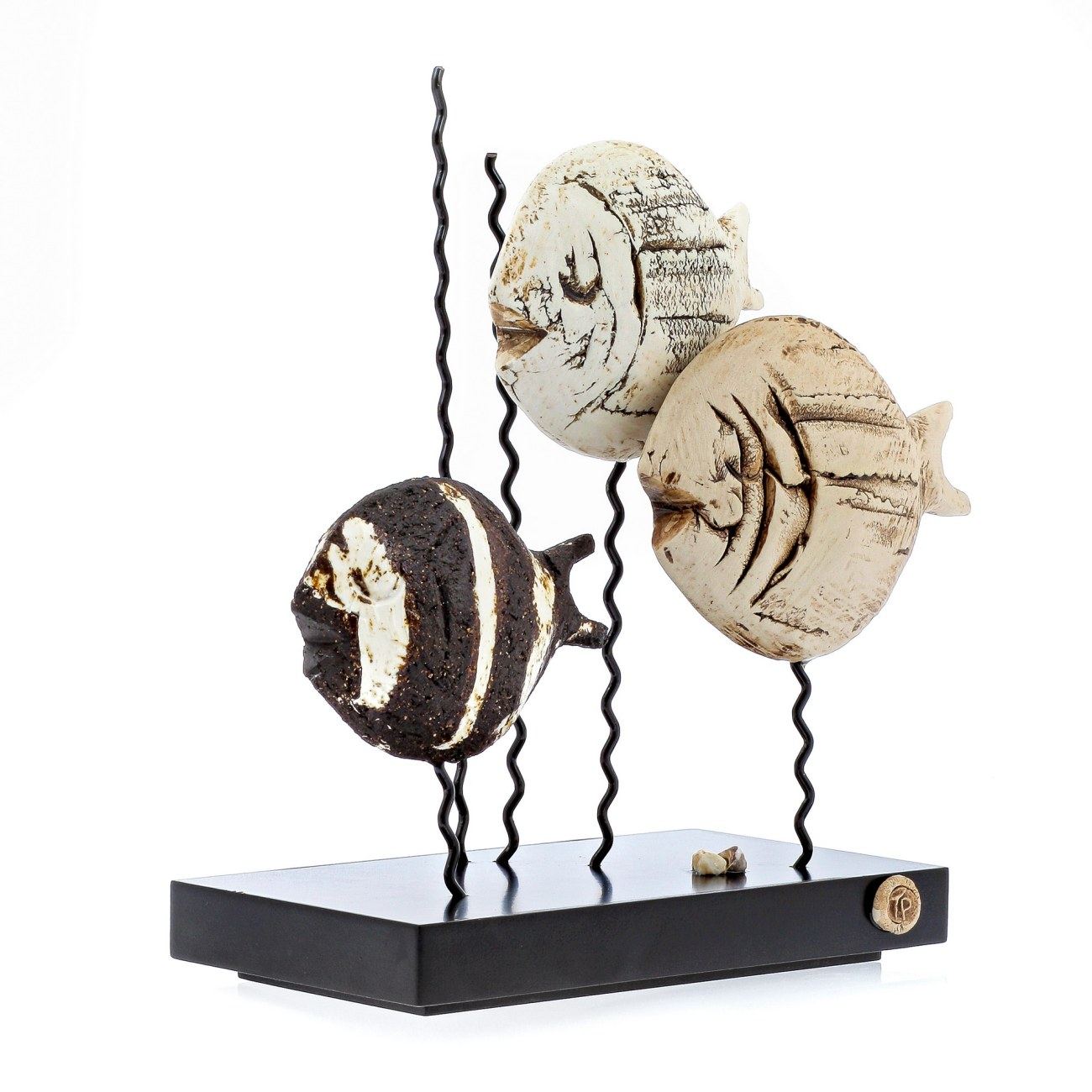 Fish Ornament - Handmade Ceramic & Metal Table top Art Decor Sculpture ...