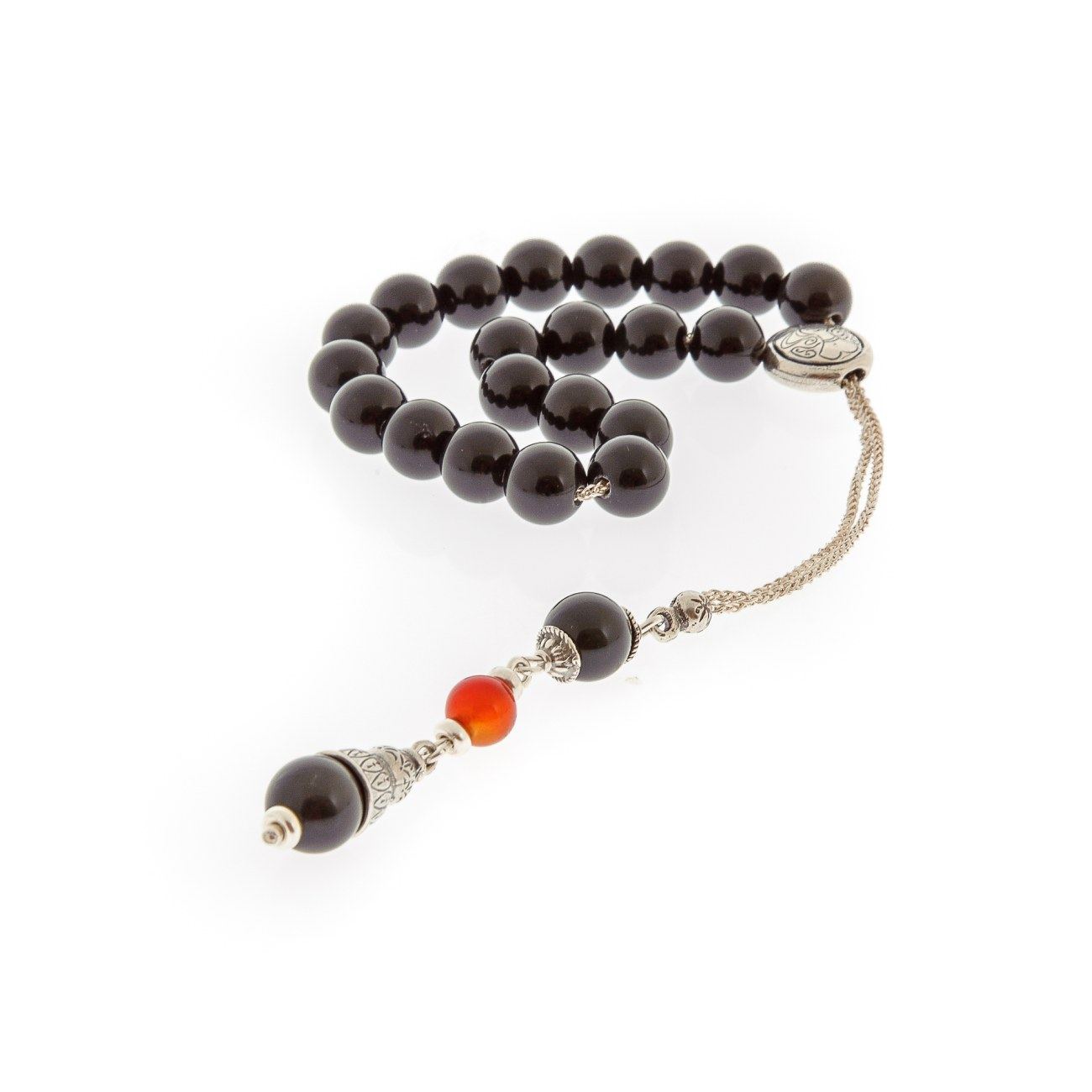 Greek Worry Beads Handmade of Genuine Obsidian & Carnelian Gemstones ...