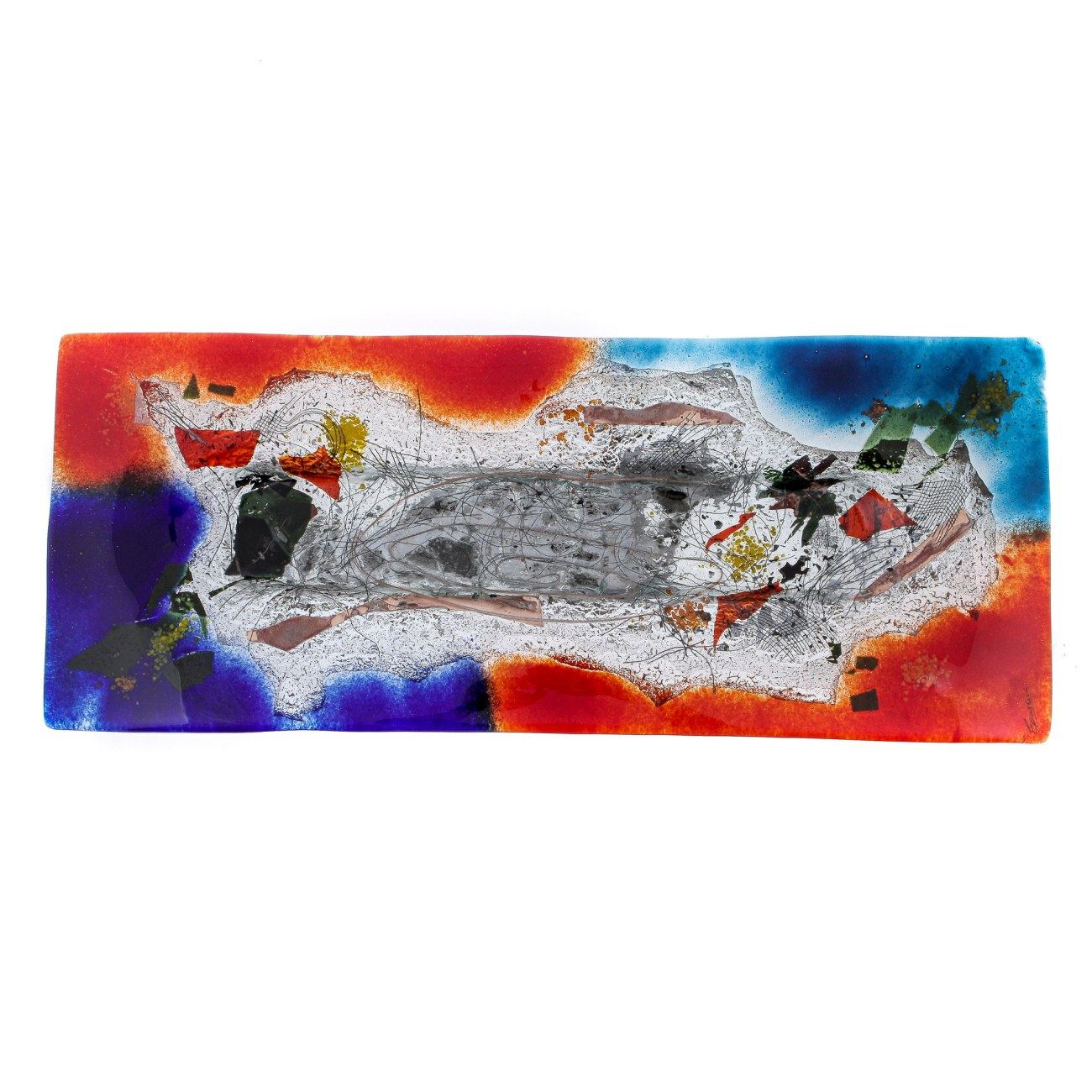 Large Decorative Platter, Rectangular Handmade, Fused Glass Centerpiece ...
