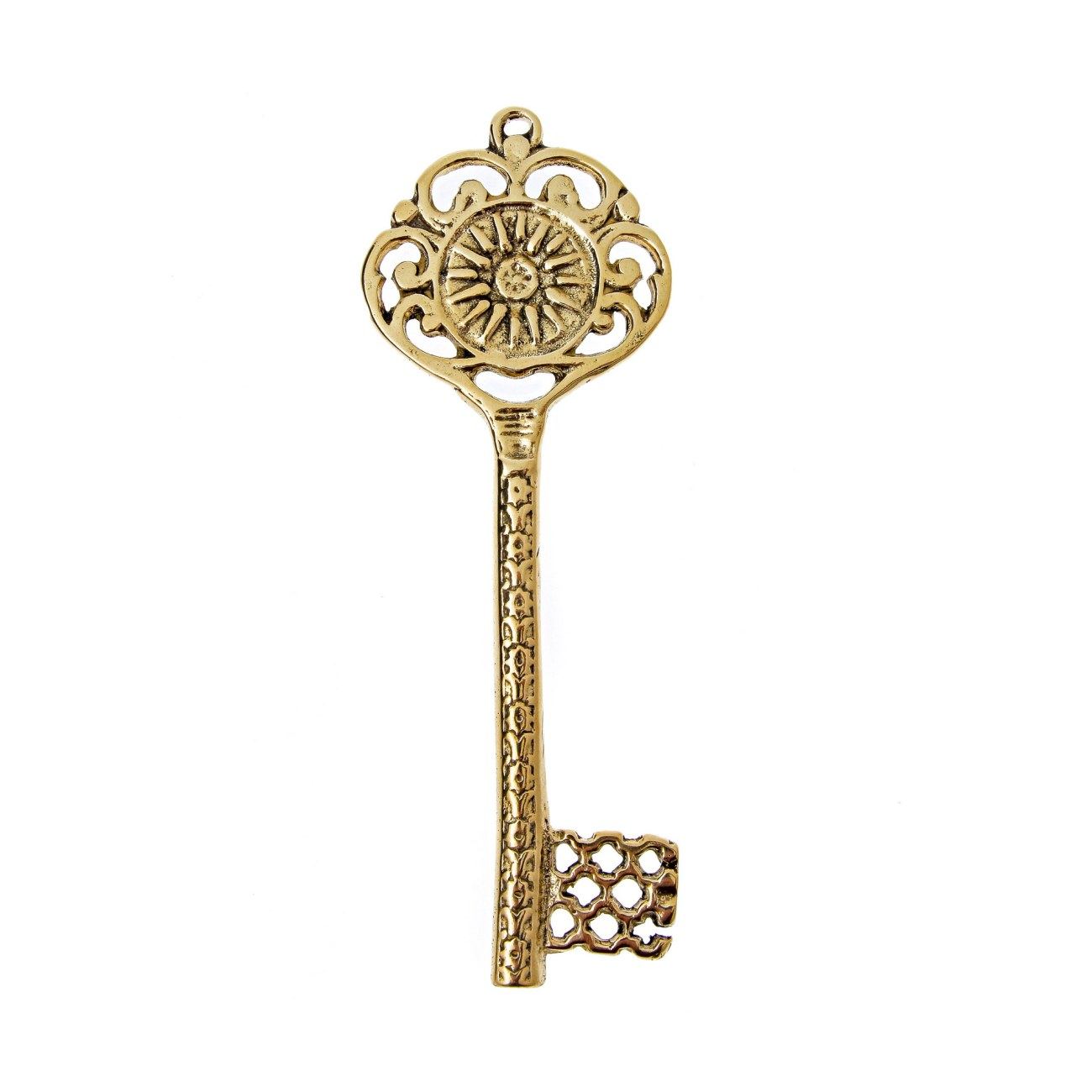 Skeleton Key "Sun of Vergina" - Handmade Bronze Metal - Large, Gold 18 ...