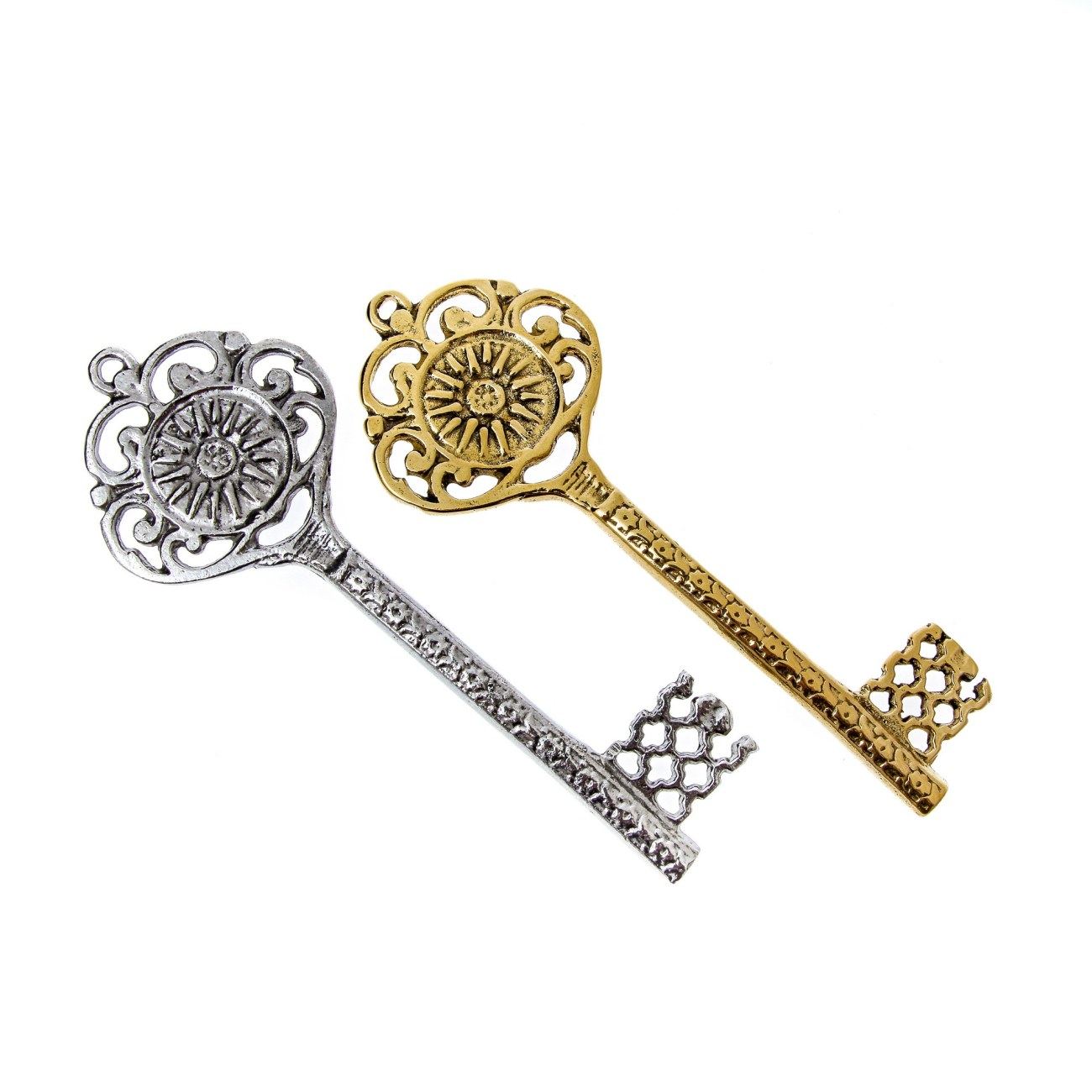 Skeleton Key "Sun of Vergina" - Handmade Bronze Metal - Large, Gold 18 ...