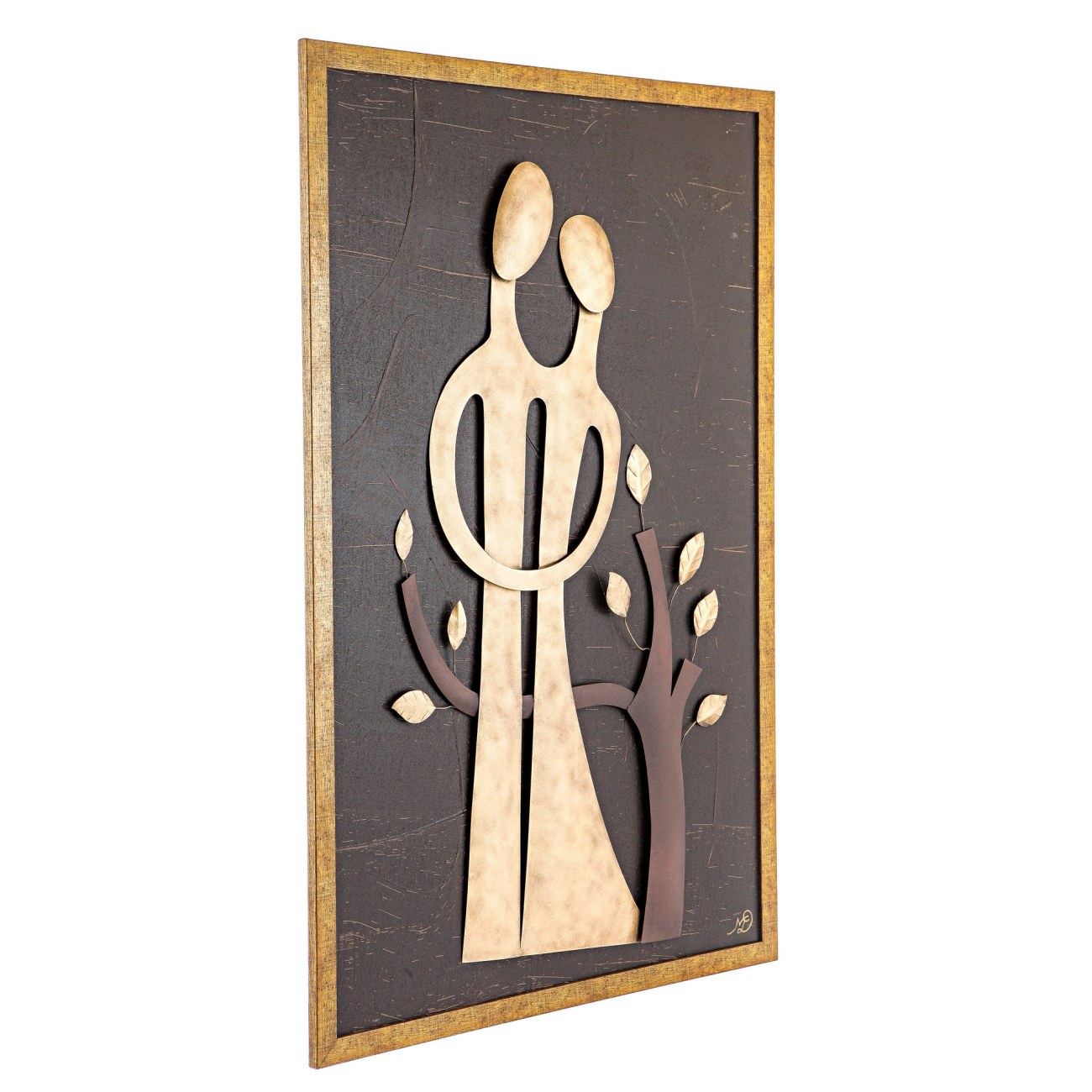 Couple & Tree of Life, Modern Metal Framed Wall Artwork - Handmade, 35 ...