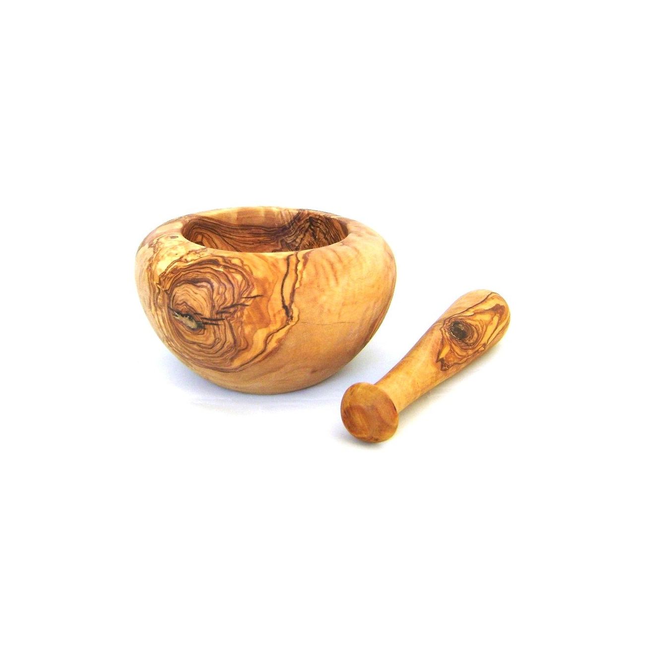 Olive Wood Mortar and Pestle or Crusher - Handmade Kitchen Tool - Medium 6.3" (16cm)