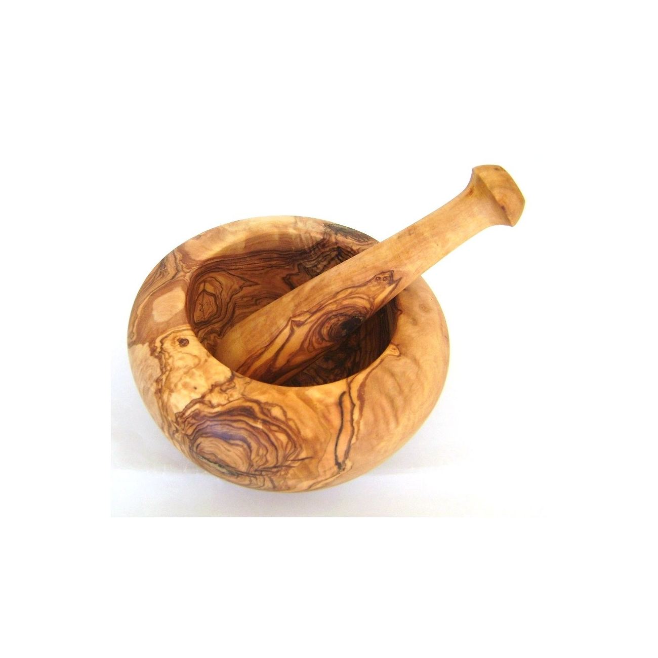 Olive Wood Mortar and Pestle or Crusher - Handmade Kitchen Tool - Medium 6.3" (16cm)