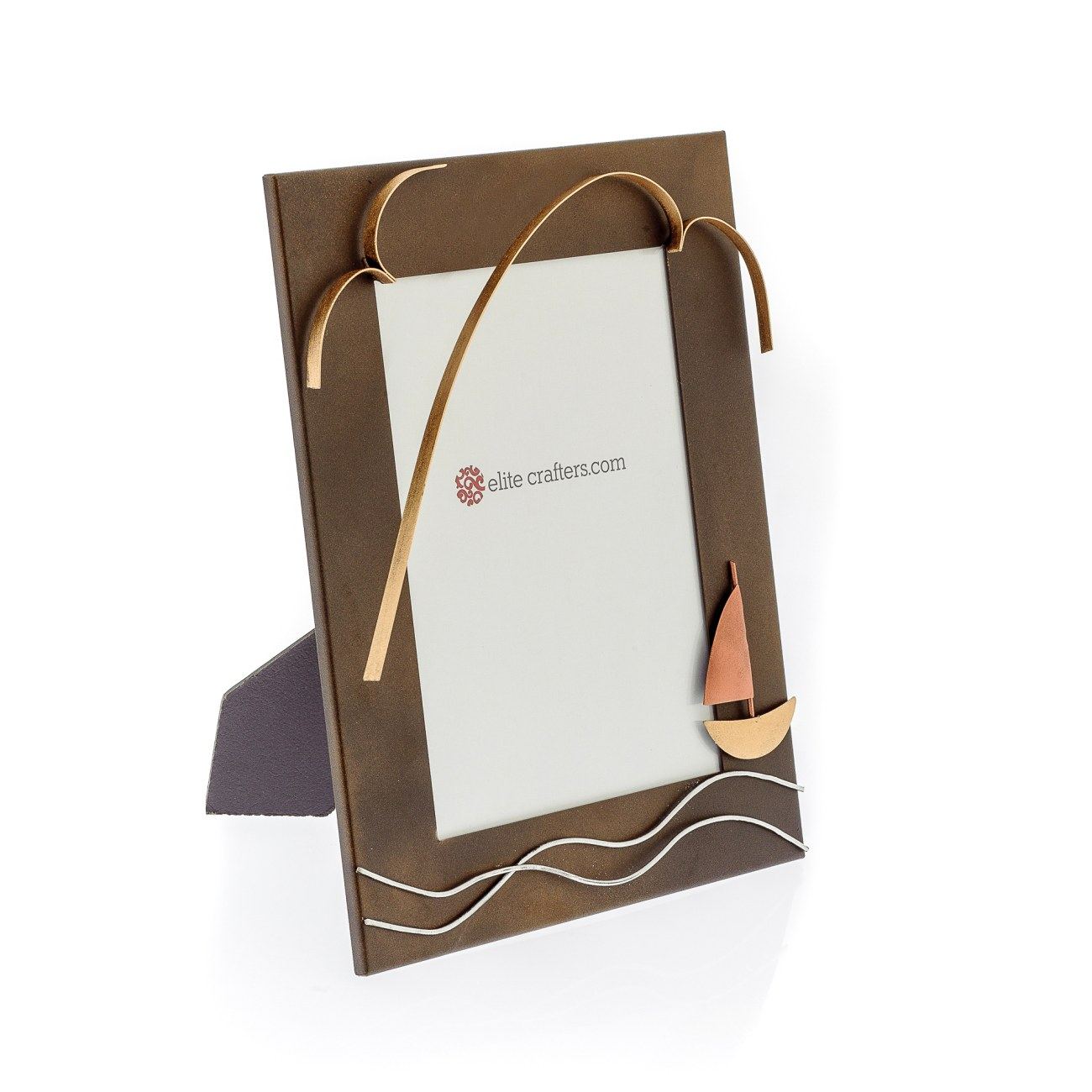 Picture Frame, Sailboat Design - Handmade Metal Brown Photo Holder ...