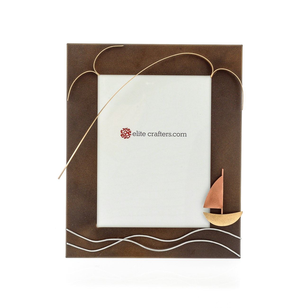 Picture Frame, Sailboat Design - Handmade Metal Brown Photo Holder ...