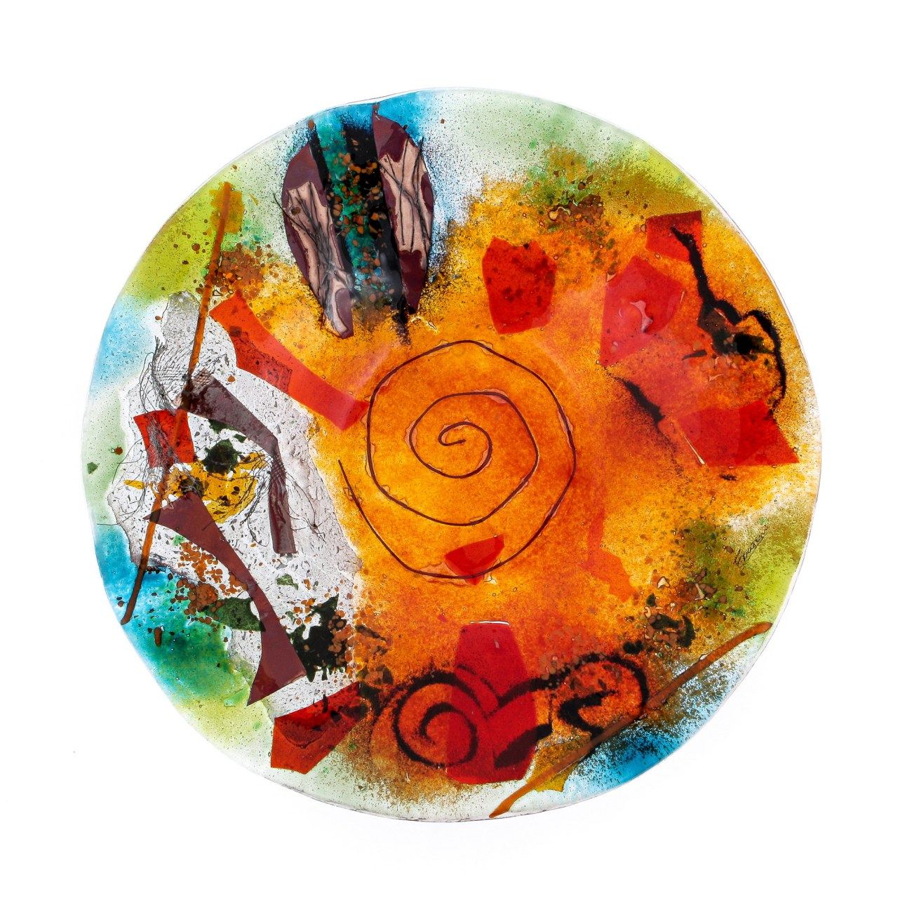 Baskets & Bowls Decorative glass art Colorful glass centerpiece Fused ...