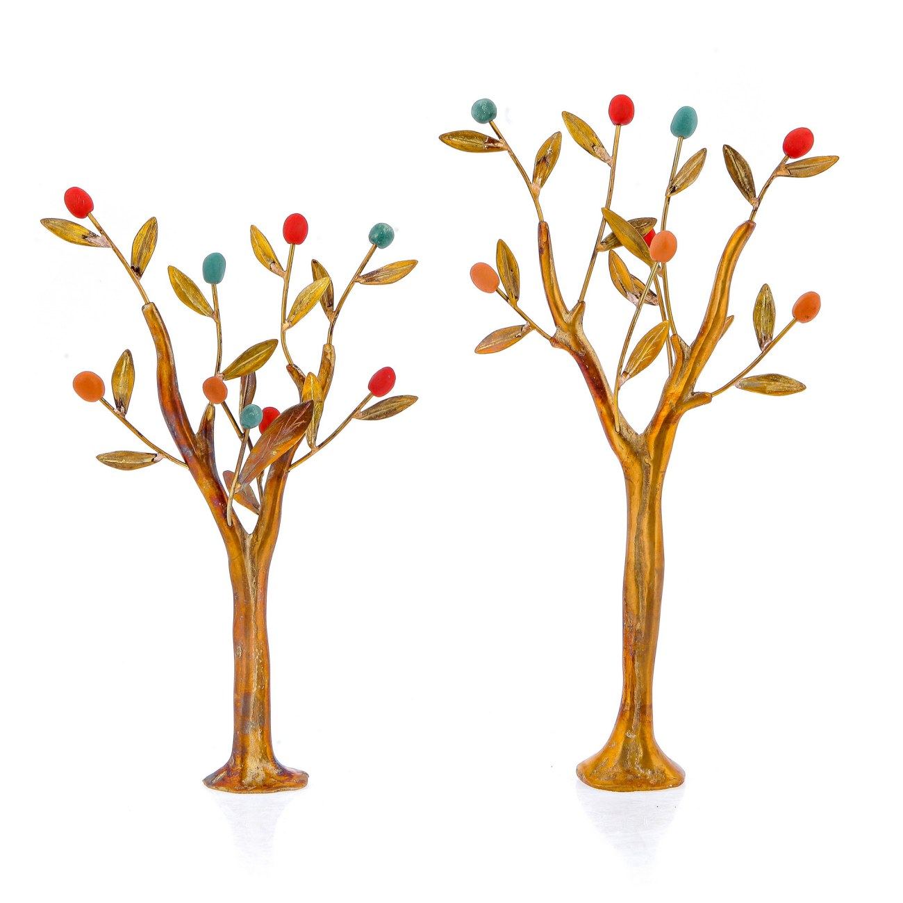 Olive Trees Set of 2 - Handmade Bronze & Ceramic Sculptures - Modern ...